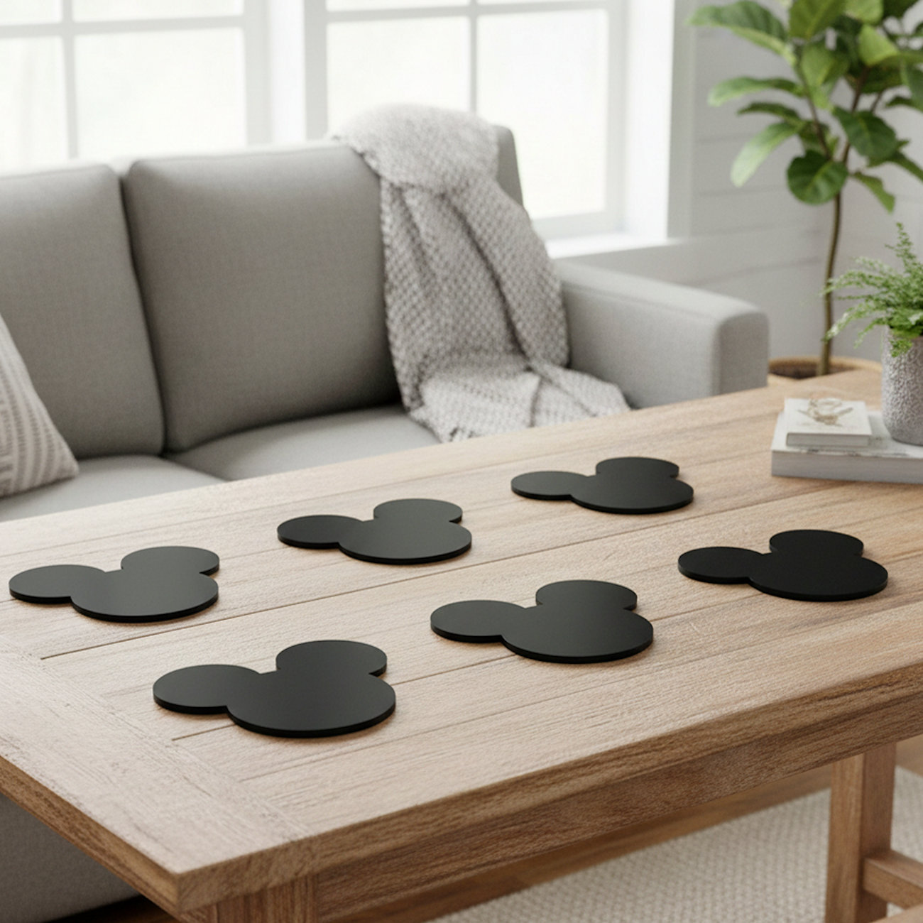 East Urban Home Set of 6 Black Mouse Coasters - Disney Mickey Inspired ...