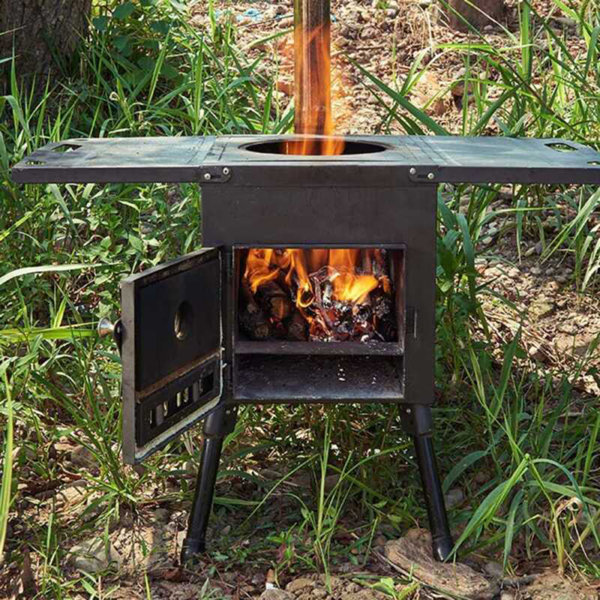 DOMINTY Camping Stove Outdoor Stove Portable Survival Wood Burning ...
