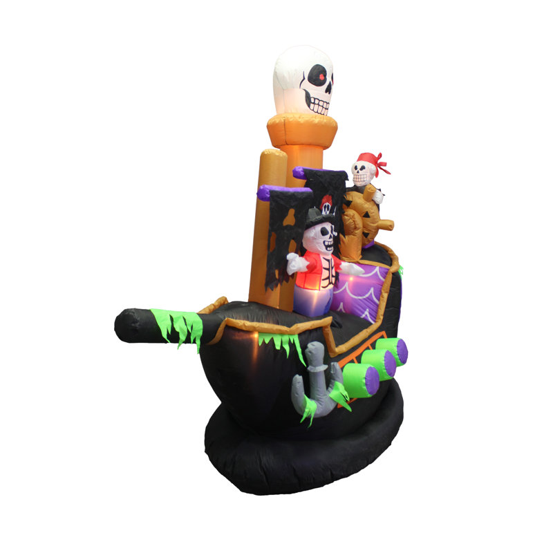 BZB Goods 7 Foot Tall Lighted Happy Halloween Inflatable Pirate Ship ...