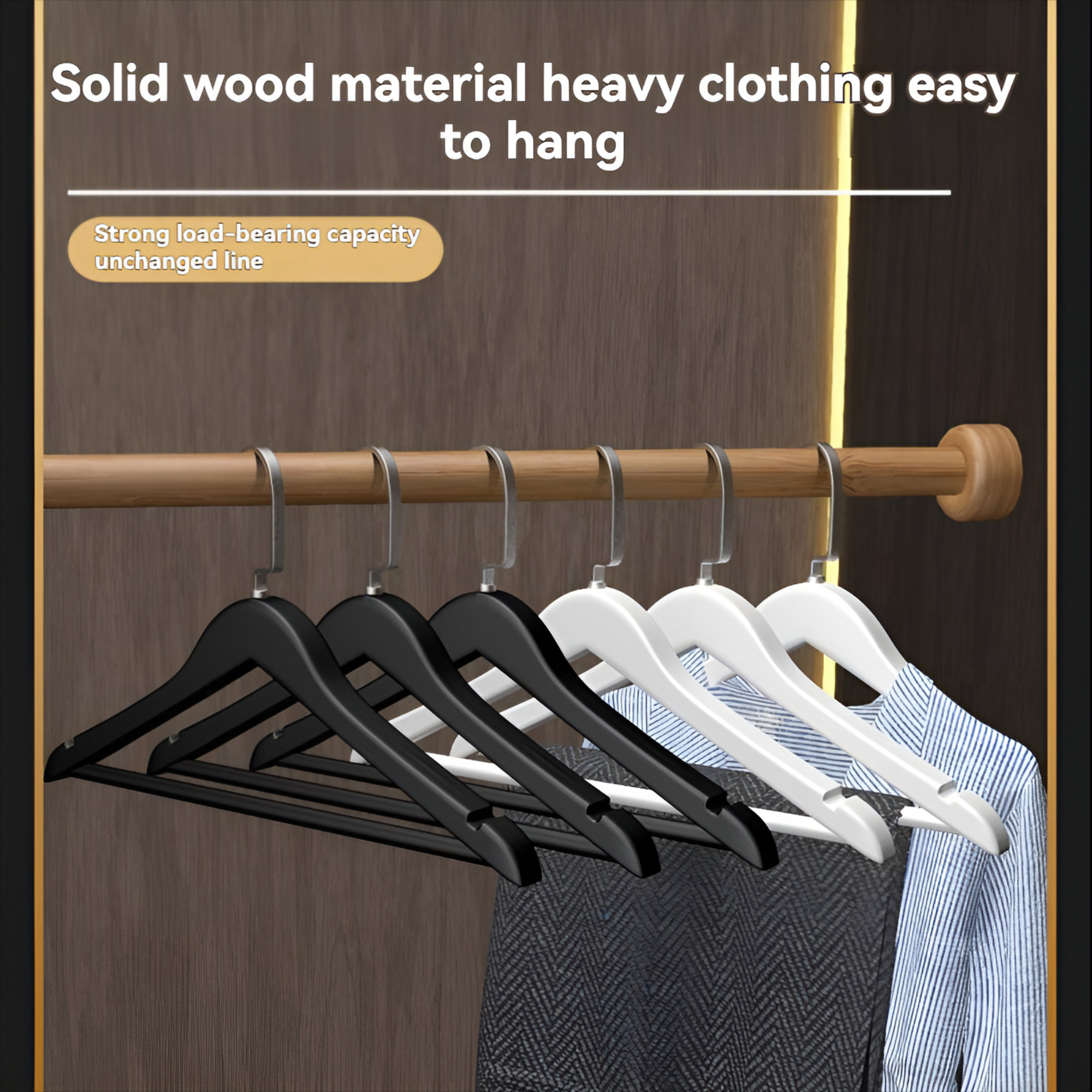 Rebrilliant Classic Hangers – Solid Wood Anti-Slip, No-Mark Clothes ...