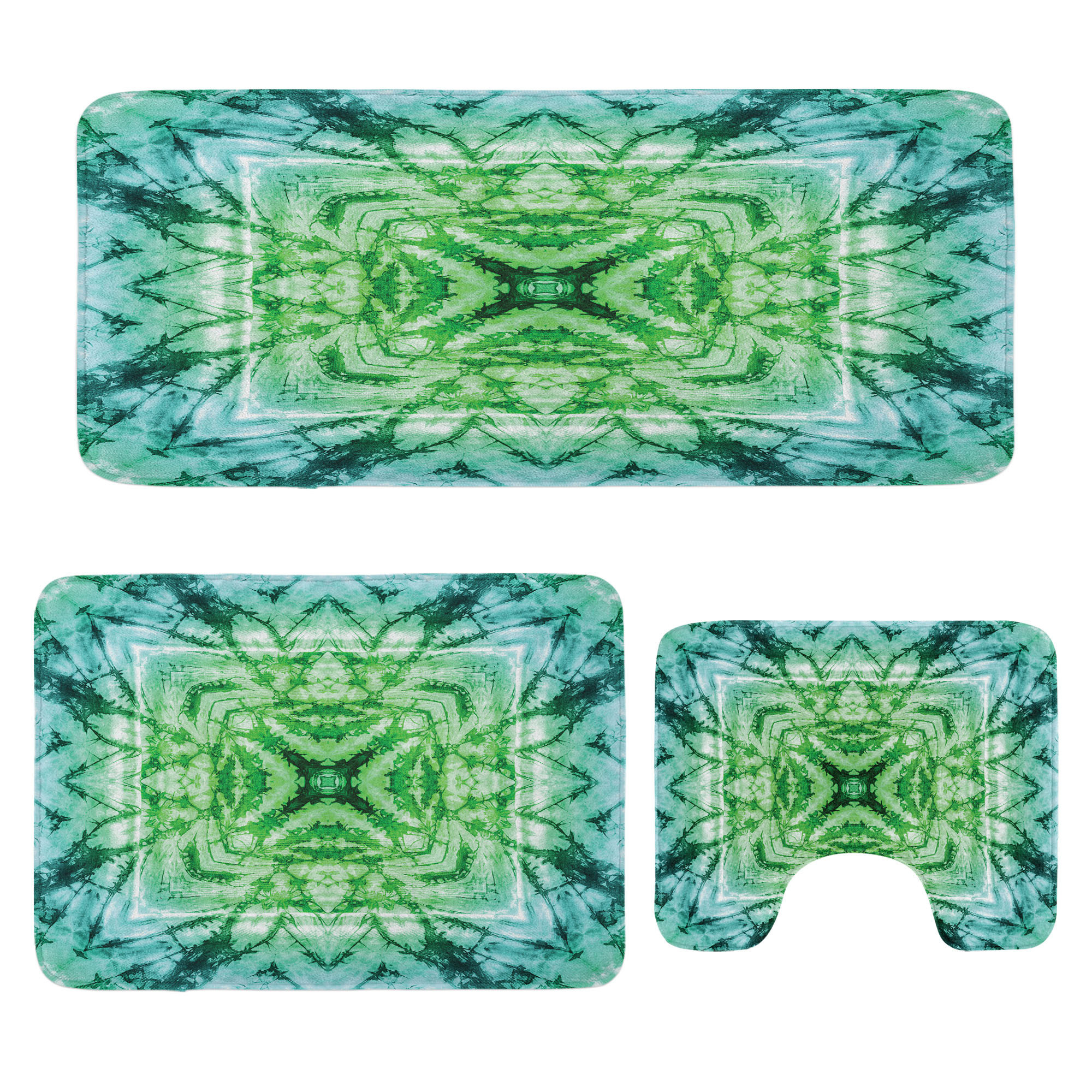 Dakota Fields Green Bathroom Rug Set 3 Pieces U-Shape & Rectangle Mats ...