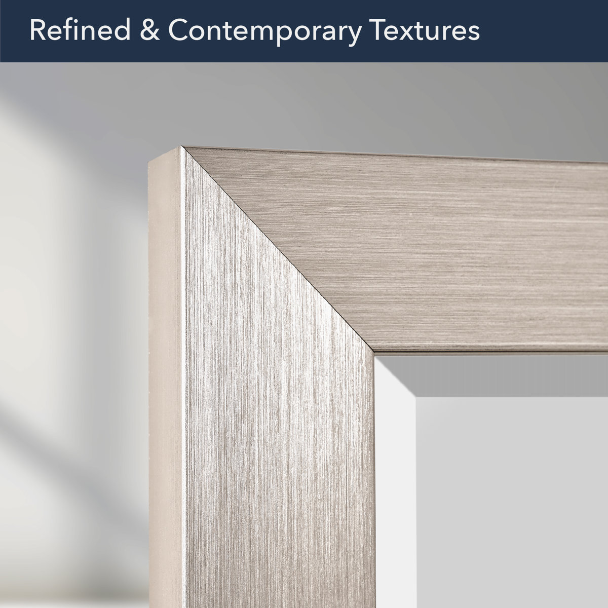 Ebern Designs Brushed Nickel Polystyrene Rectangular Framed Beveled ...