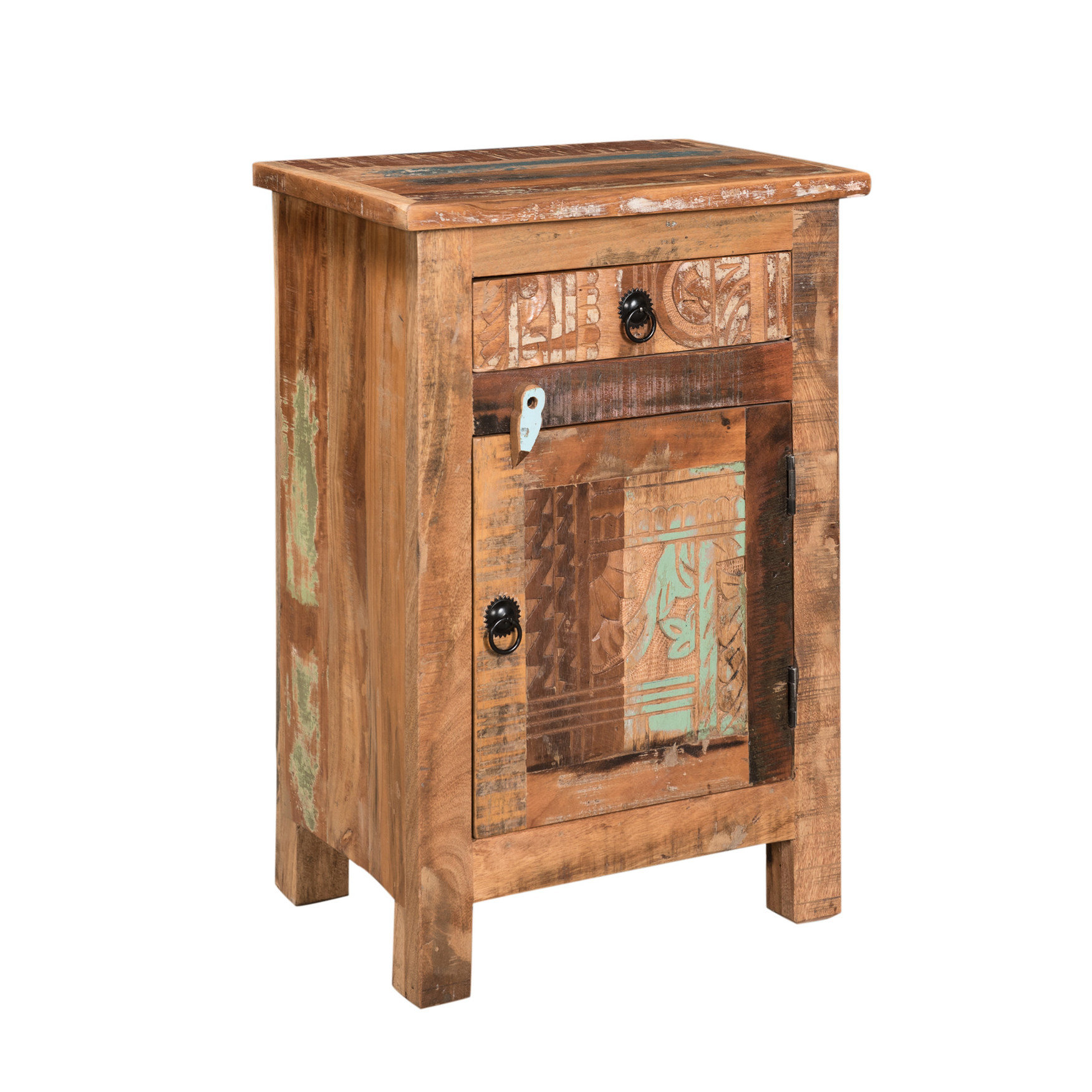 Bungalow Rose Recycled Wood End Table With Distressed Appearance ...
