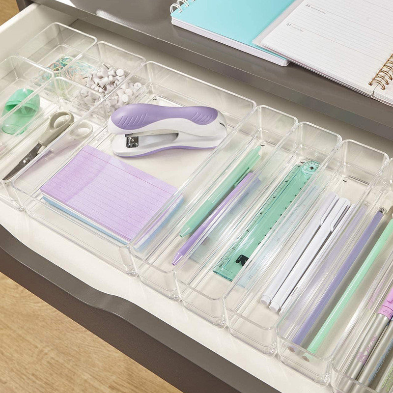 Rebrilliant 10-Piece Stackable Clear Drawer Organizer Set,Multi-size ...