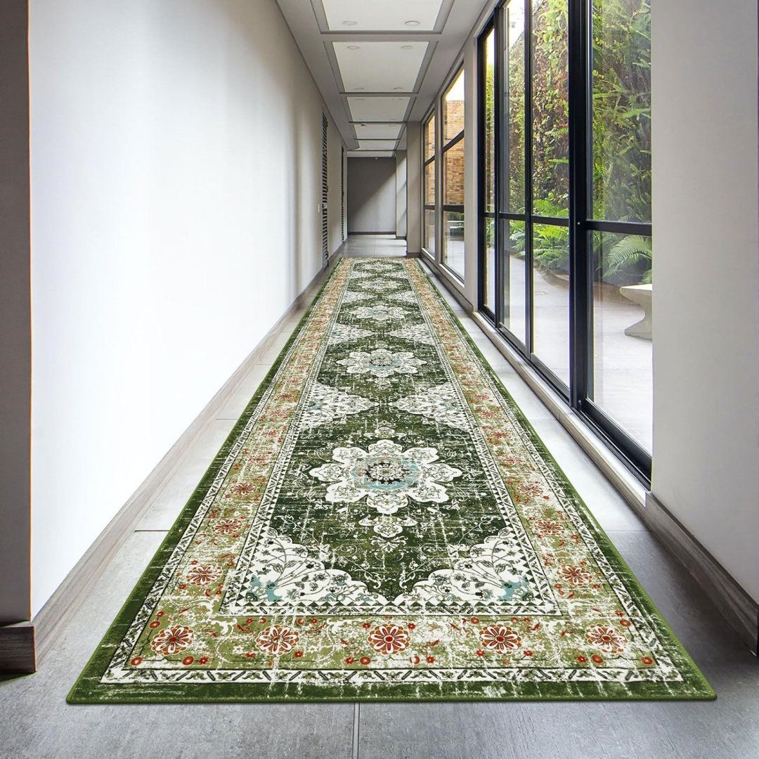 Bungalow Rose Vintage Runner Rug For Hallway 2.6X14ft, Machine Washable ...