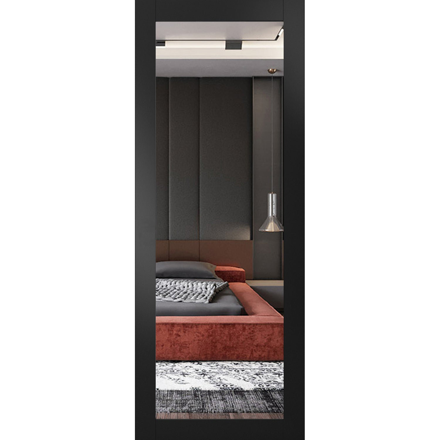 SARTODOORS Lucia Mirrored Glass Standard Black Door Slab - Wayfair Canada