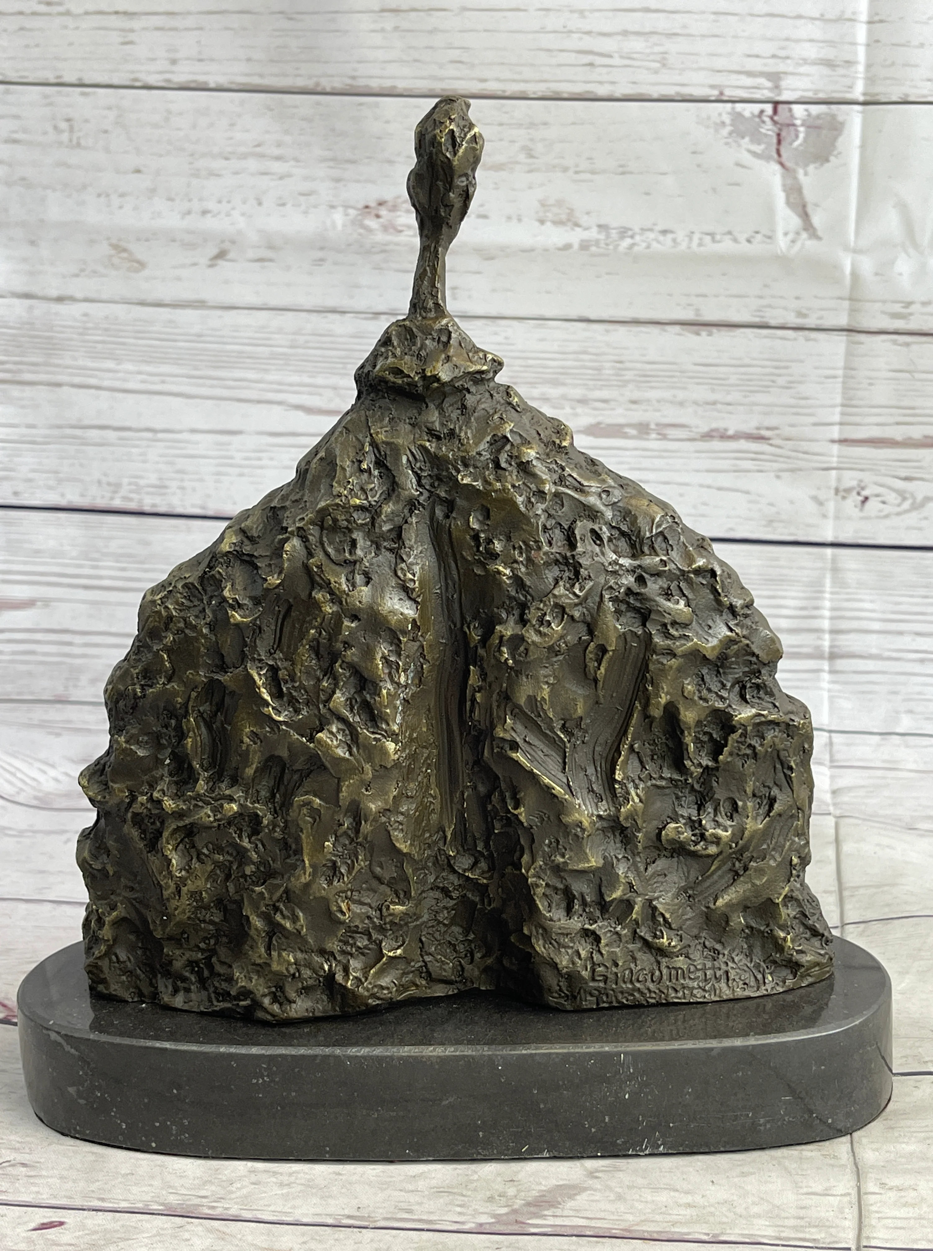 Trinx Sachso Surrealist Head Modern Art Giacometti Bronze Statue Sculpture Marble Base 11 Inches ...