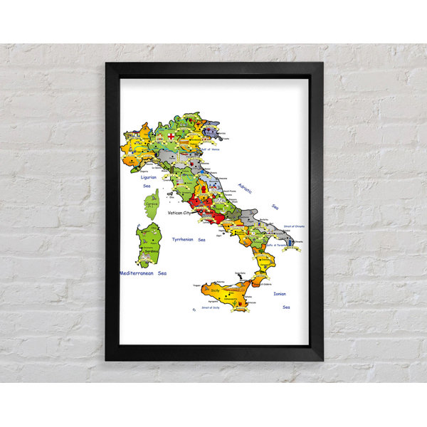 Bright Star Travel Map Of Italy - Single Picture Frame Art Prints ...