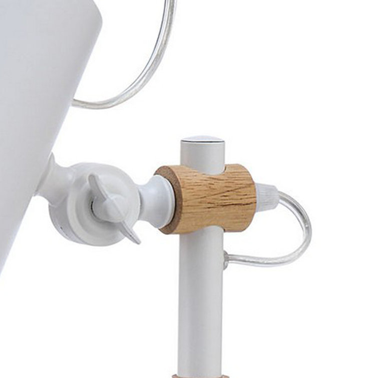 Latitude Run® 23 Inch Table Lamp, Brown Wood Trim, Dome Metal Shade ...