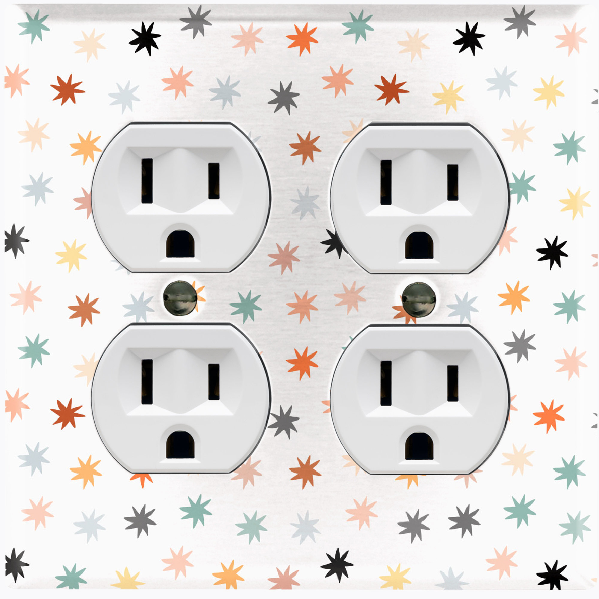 WorldAcc Metal Light Switch Plate Outlet Cover (Colorful White Polka ...