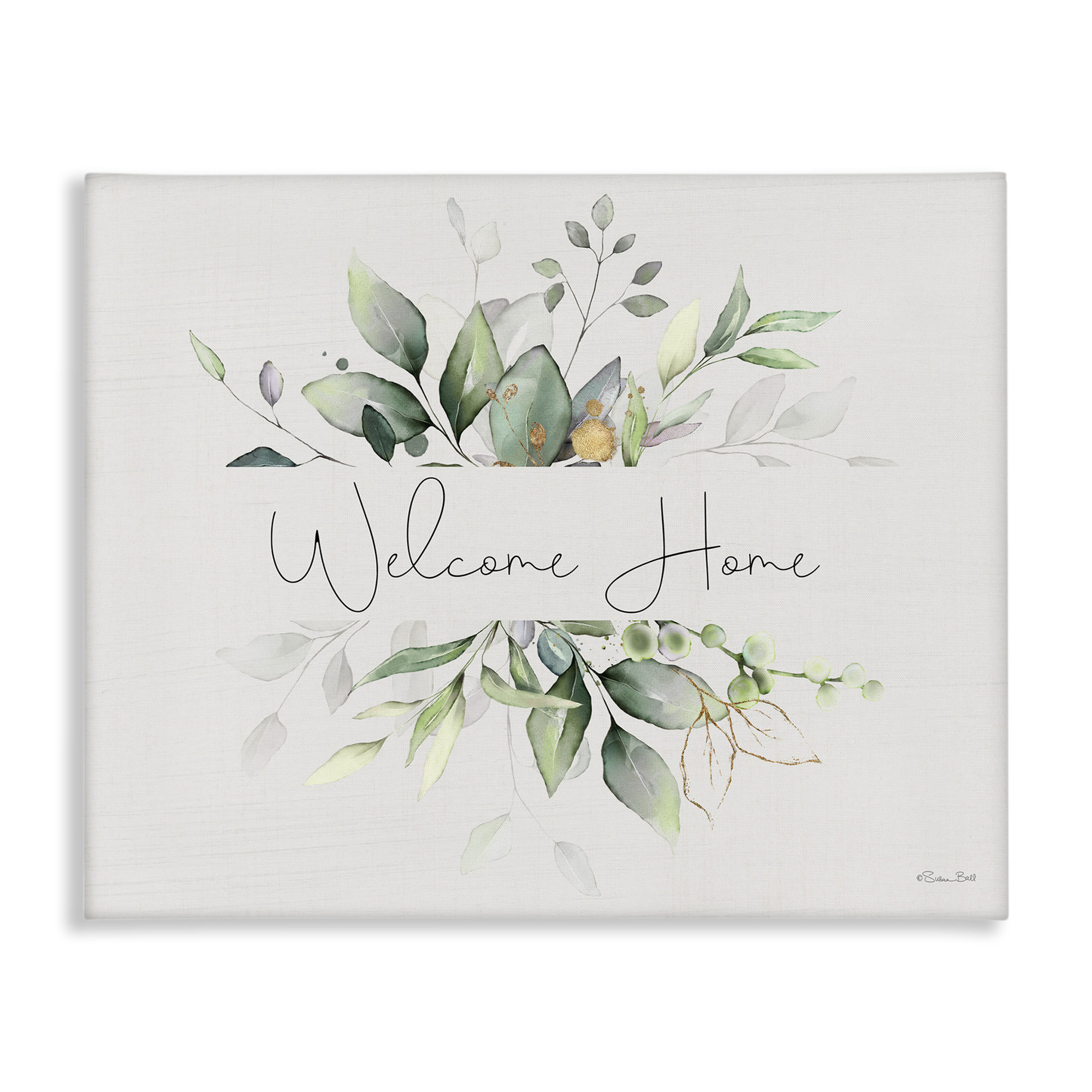 Winston Porter Soft Leaves Welcome Canvas Wall Art by Susan Ball | Wayfair