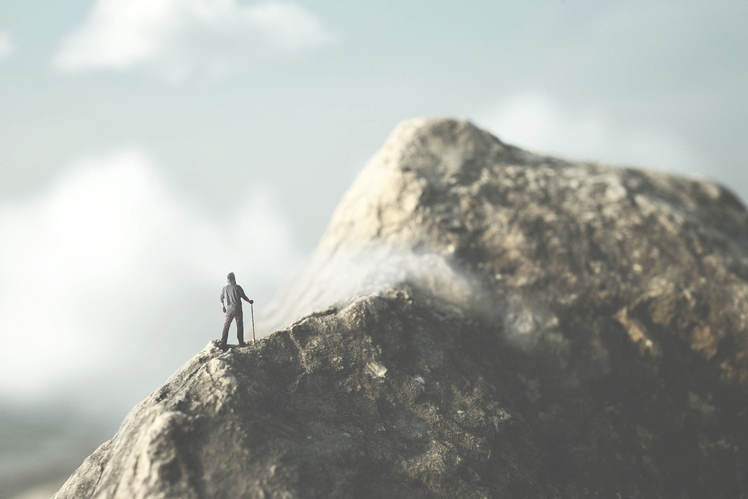 Ebern Designs Man Climbing the Mountain by Francescoch - Wrapped Canvas ...