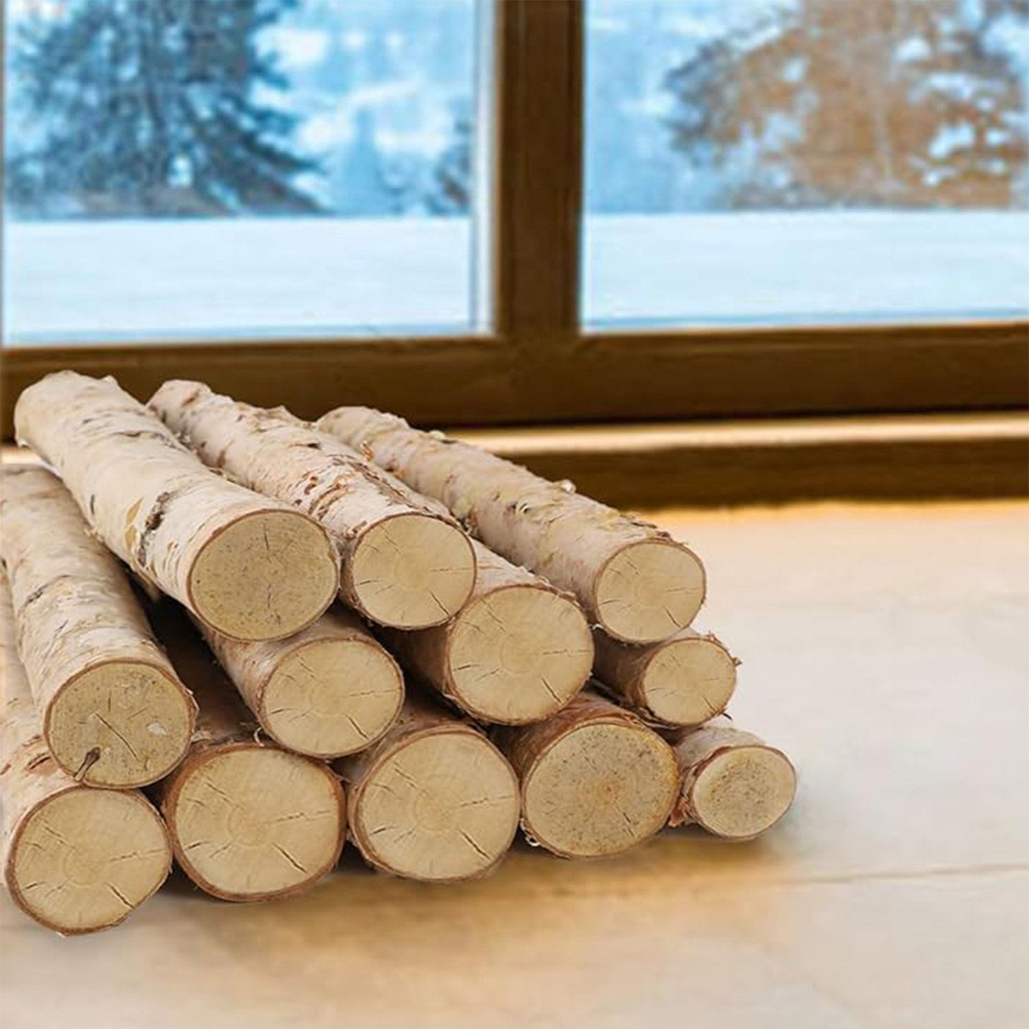 SIPIROT 12 Pack White Birch Logs for Fake Fireplace Decorative Natural ...