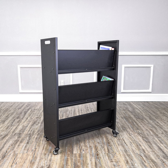 FixtureDisplays Metal Book Cart Rooling Book Truck Library Book Cart ...