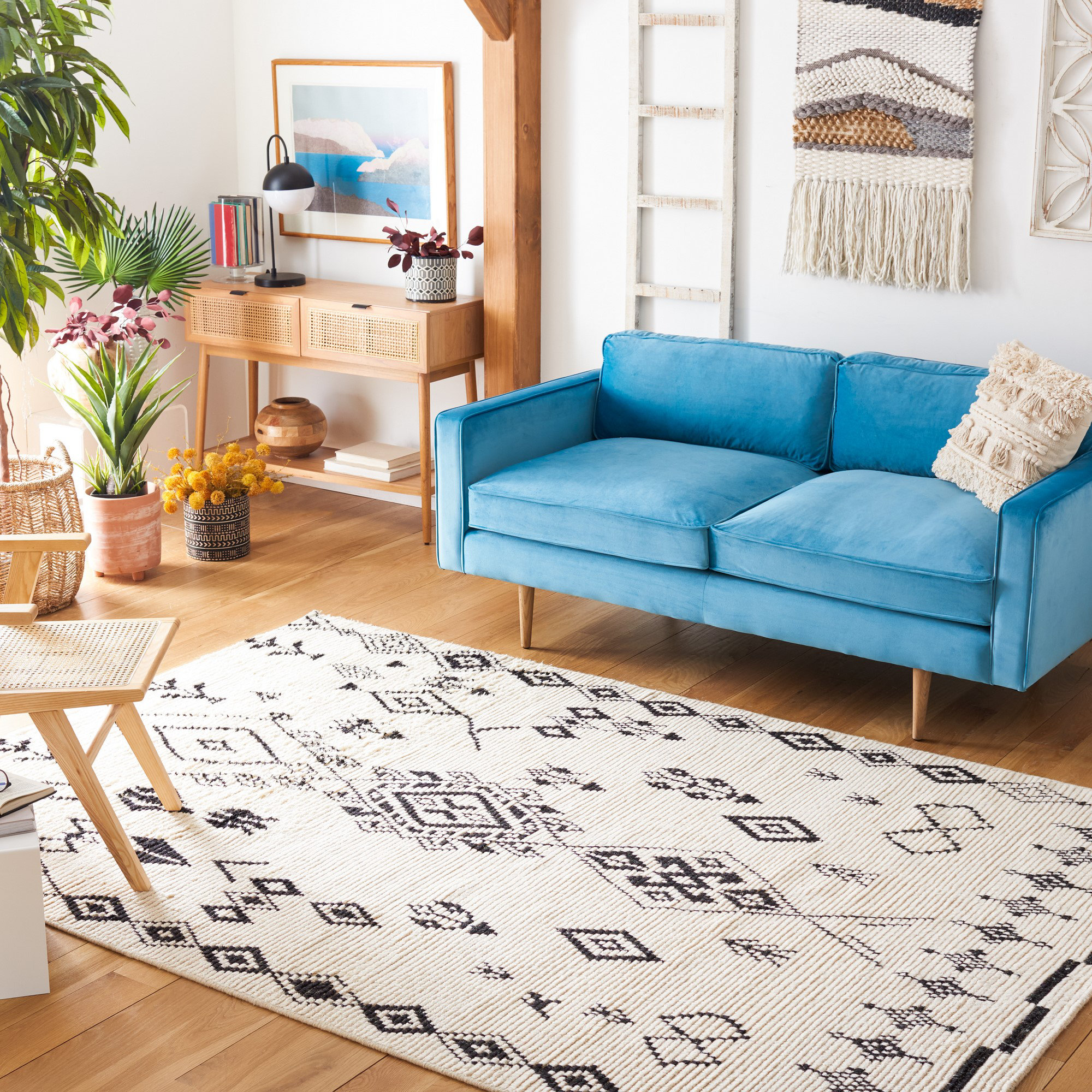 Union Rustic Akif Hand Knotted Wool/Cotton Southwestern Rug in Ivory ...