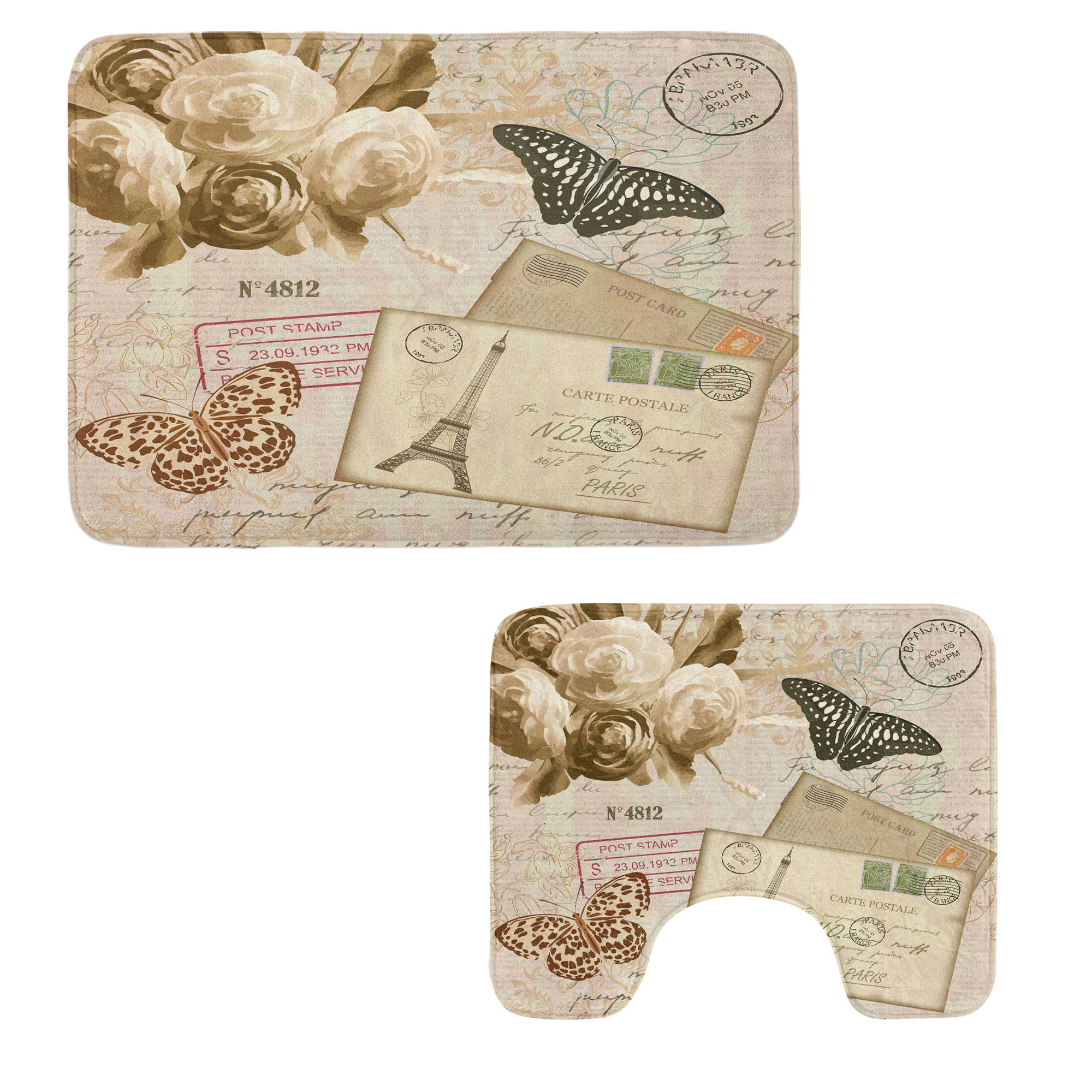 East Urban Home Vintage Bathroom Rug Set 2 Pieces Rectangle & Contour ...