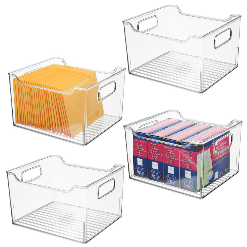 mDesign Deep Plastic Office Storage Container Bin with Handles | Wayfair