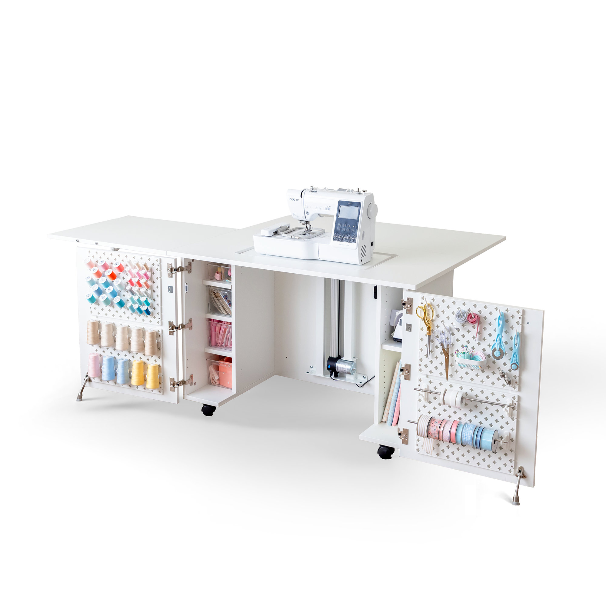 CREATE ROOM SewStation Crafting & Sewing Table with Electric Lift, Expandable Workspace ...