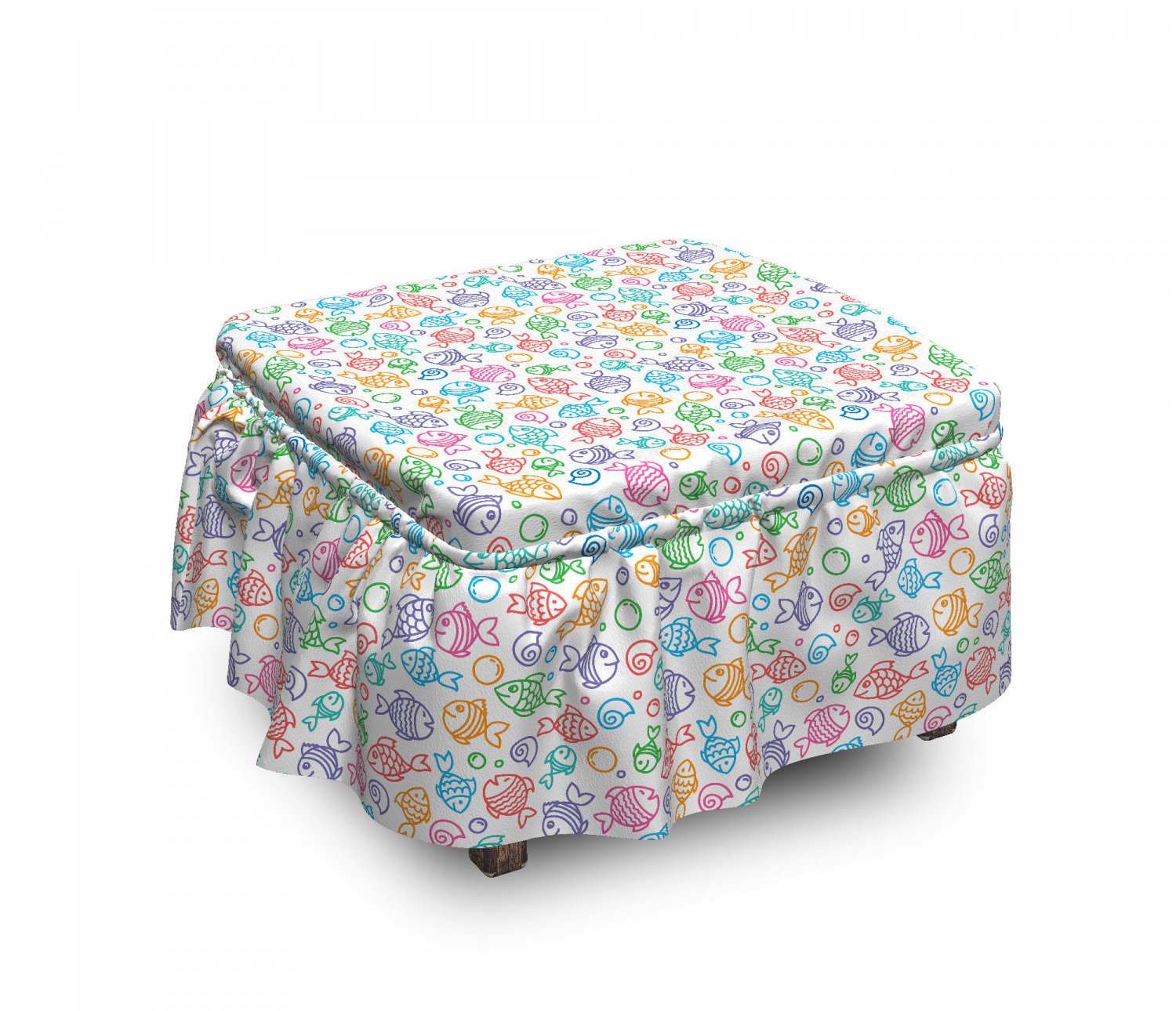 East Urban Home Fish Doodle Fish Happy Aquarium 2 Piece Box Cushion ...