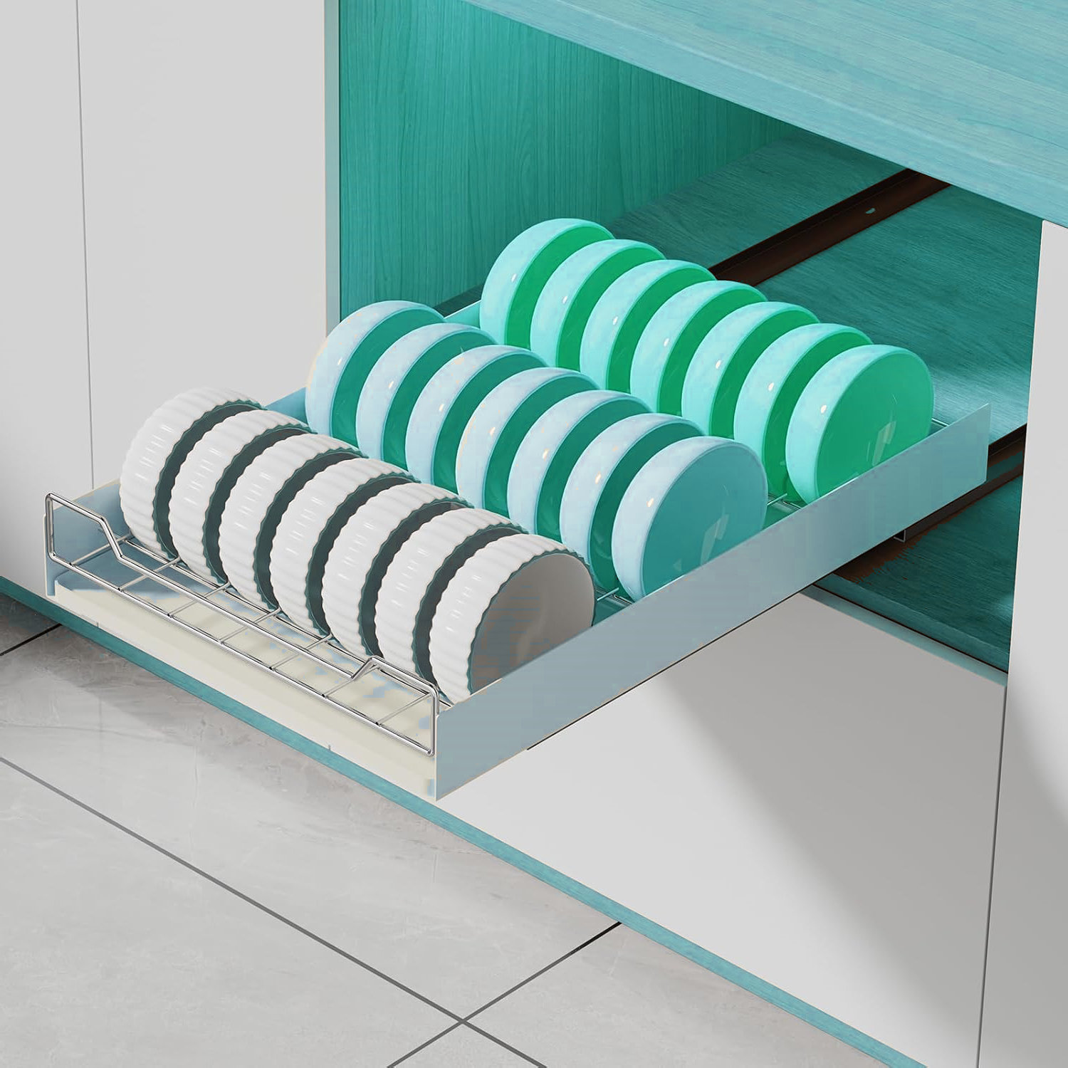 Yesurprise Pull Out Bowl Rack Metal Slide Out Bowl Drying Rack Cabinet ...