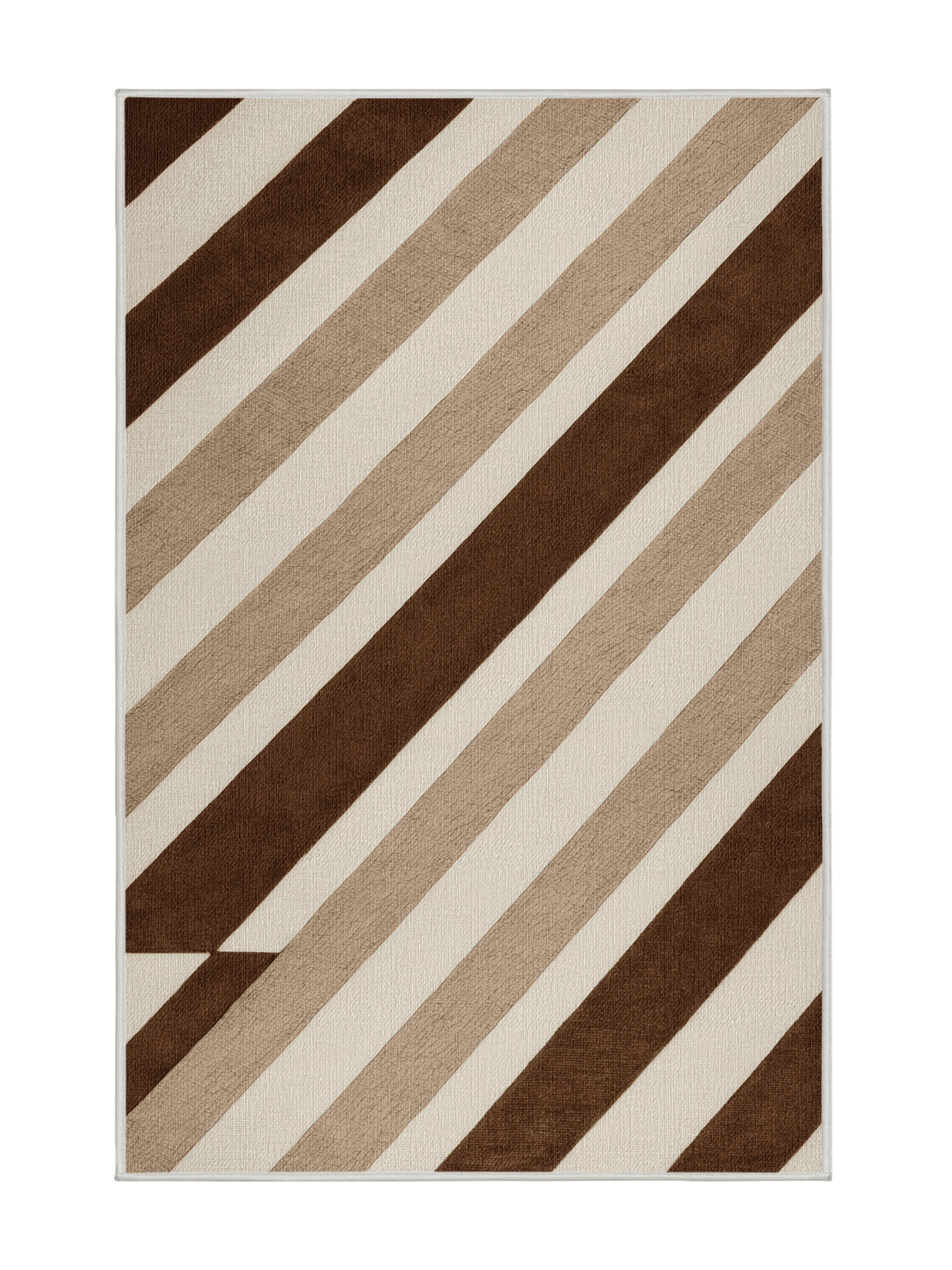 Hokku Designs Washable Cognac Light Beige Striped Area Rug | Wayfair