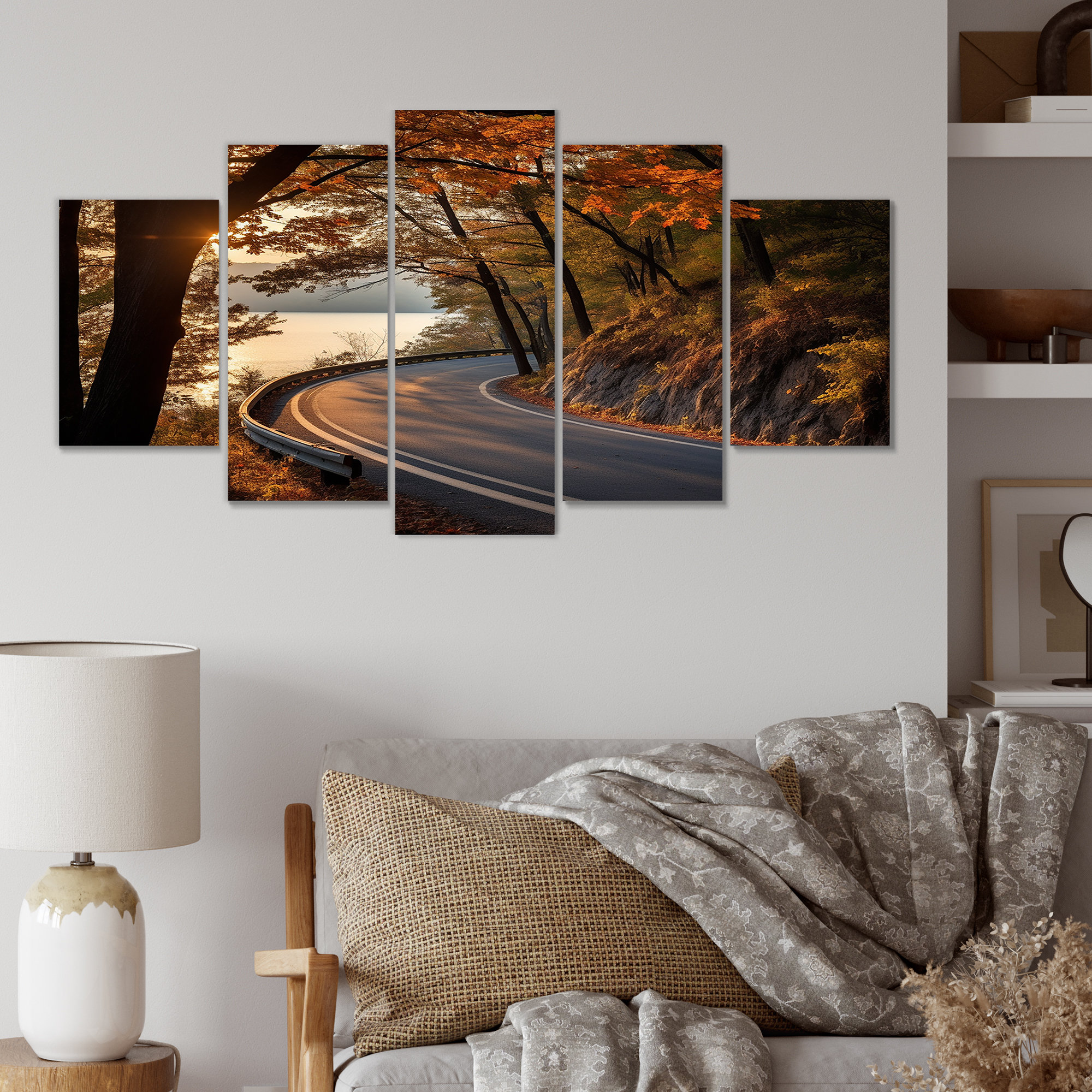 Lark Manor™ Forest Road In Autumn - Road Multipanel Wall Art Decor ...