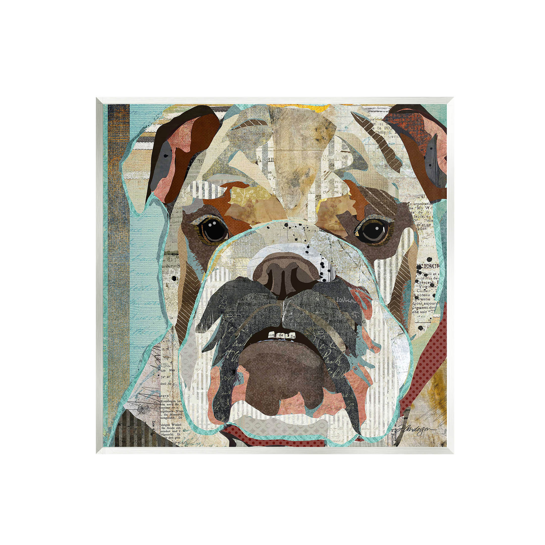 Stupell Industries Bulldog Pet Portrait Text Collage Wall Plaque Art By ...