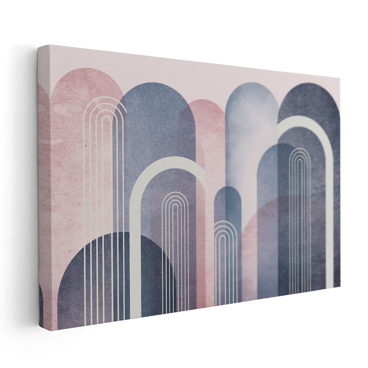 Ivy Bronx MidCentury Arches Blush Navy - Canvas Print Wall Art | Wayfair