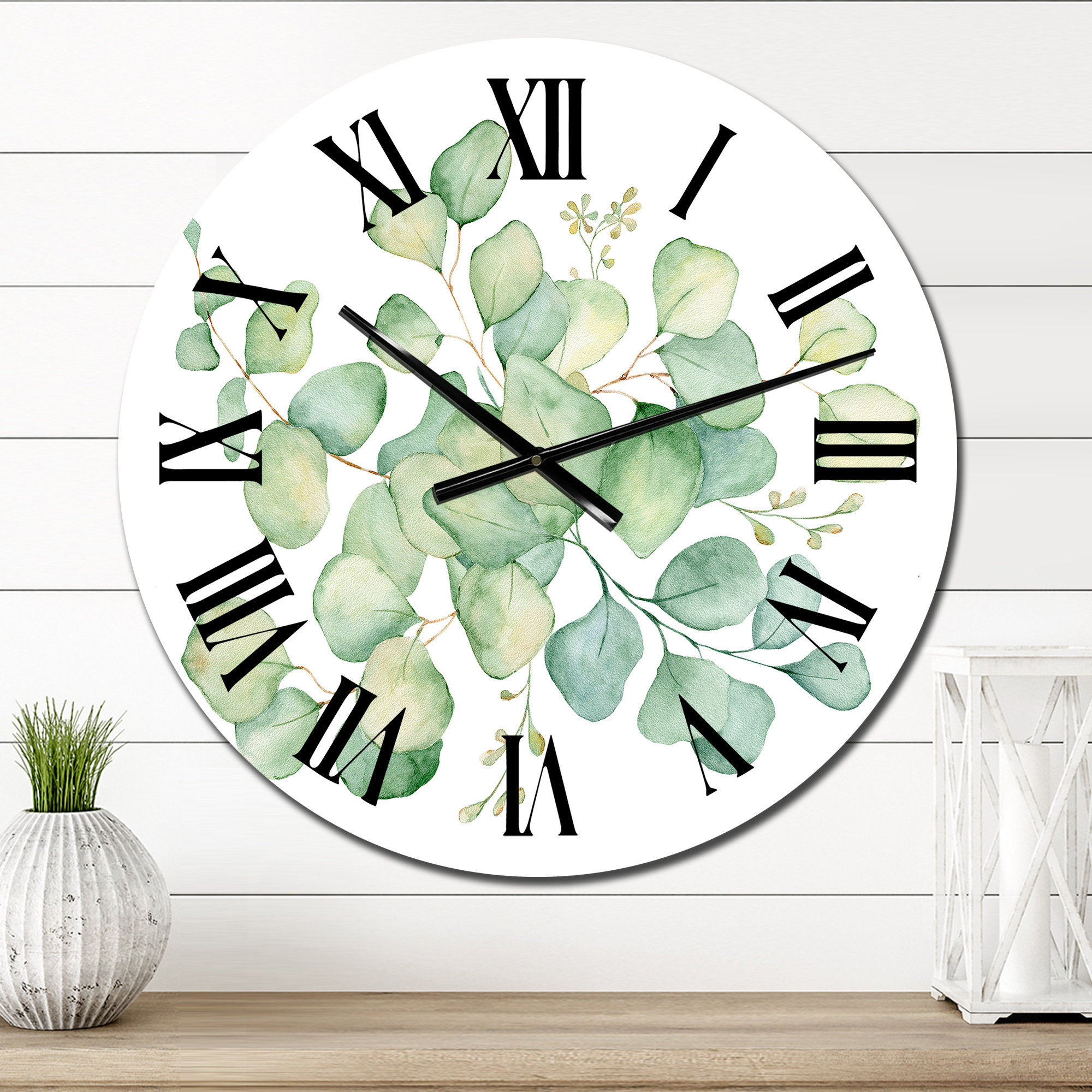 East Urban Home Green Eucalyptus Bouquet on White - Traditional Wall ...
