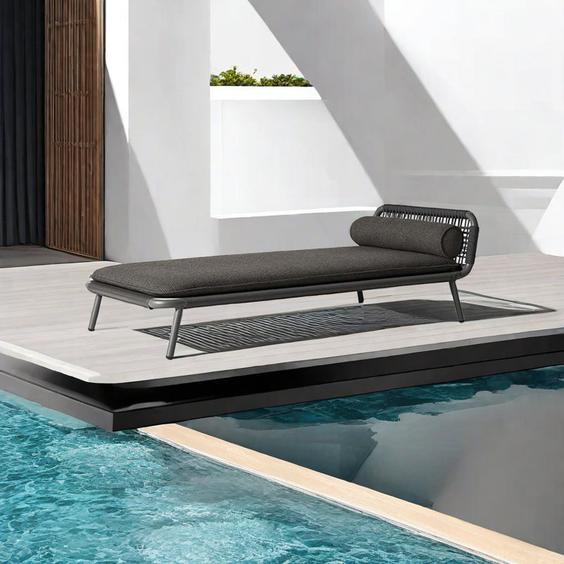 Elegance Furnishings Modern Rope Weave Outdoor Chaise Outdoor Chaise ...