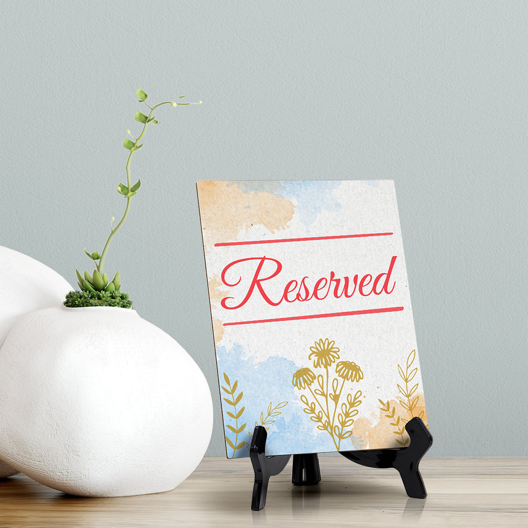 Signs ByLITA Signs Bylita Reserved, Blue Watercolor Table Sign (6 X 8 ...