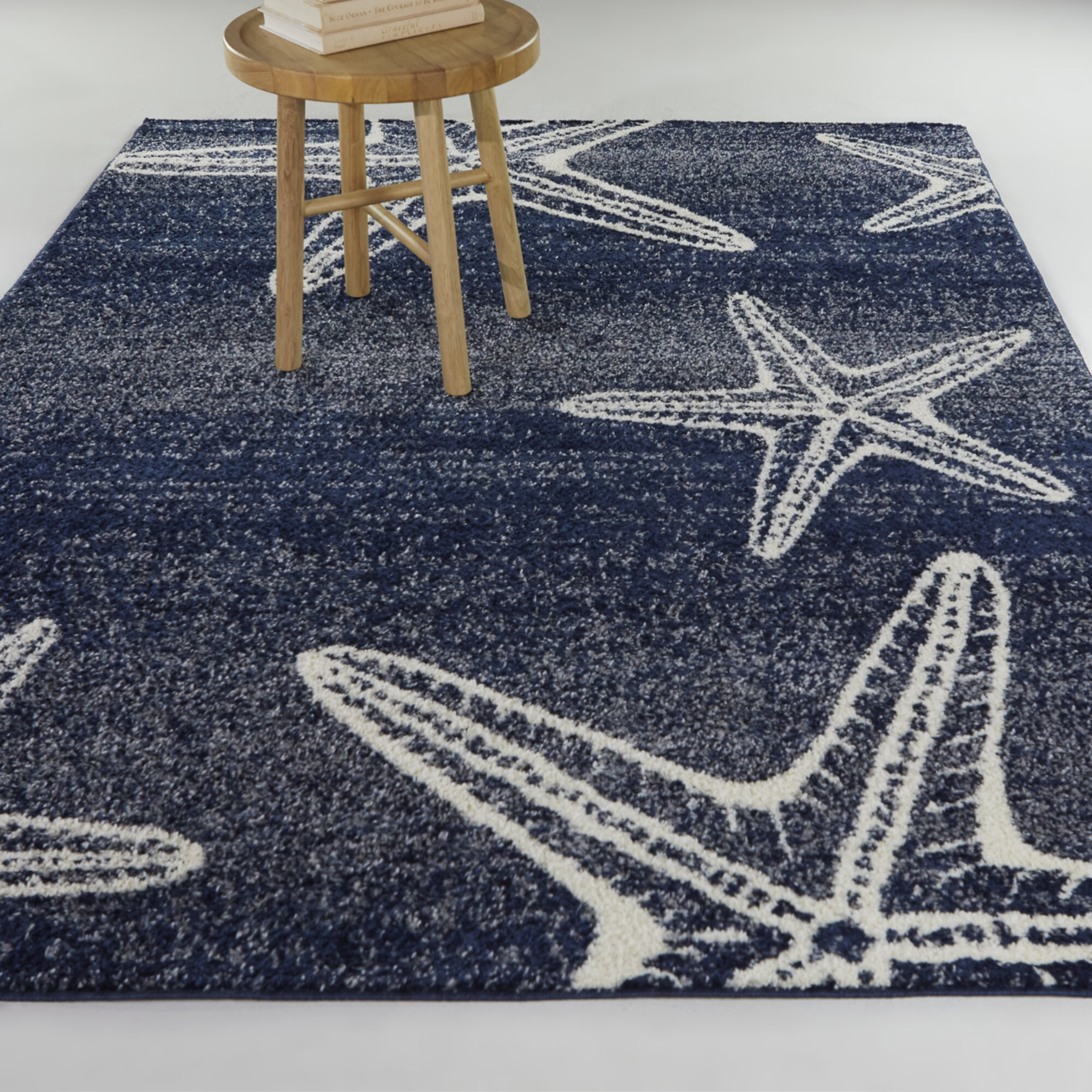 Dovecove Holborn Machine Woven Polypropylene Area Rug in Navy Blue ...