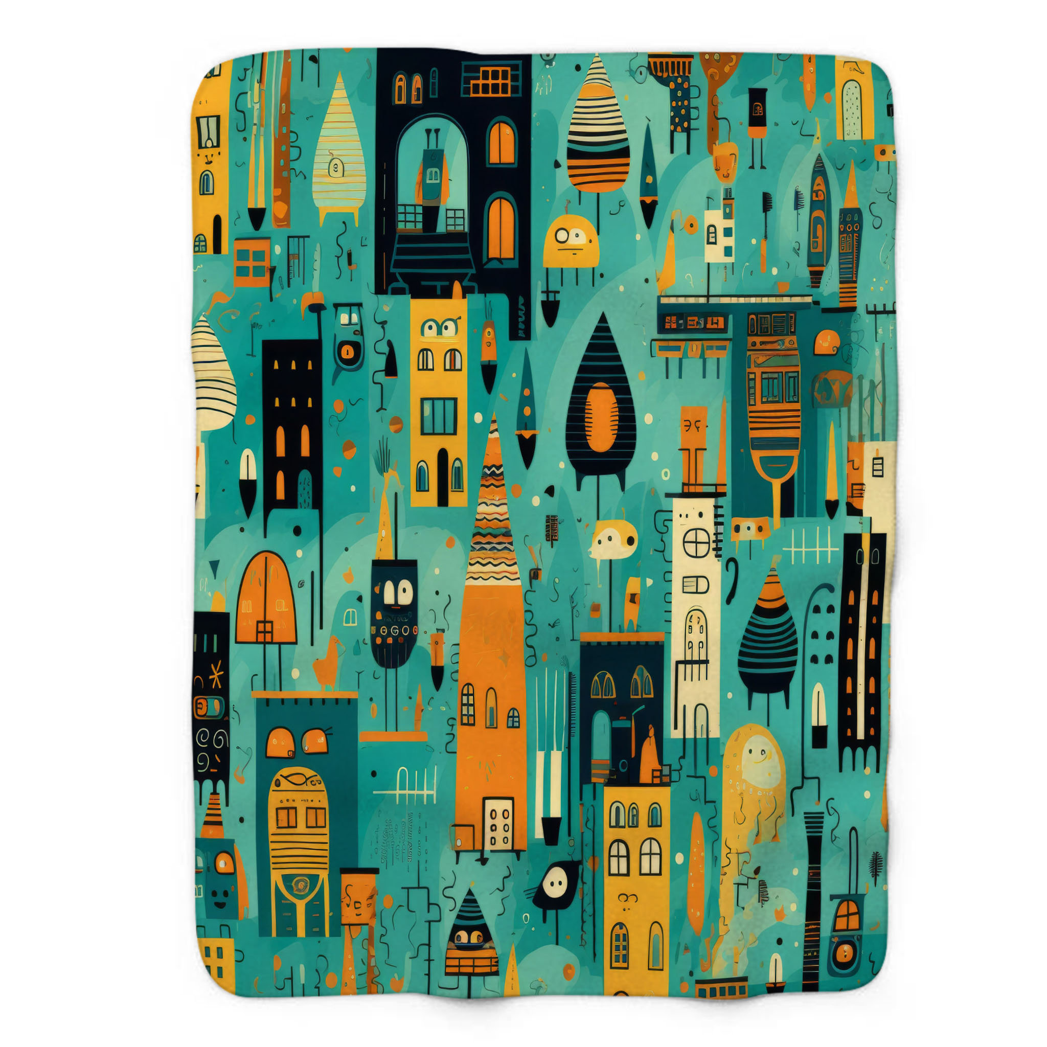 MentionedYou Eccentric City Scene - 1 Piece Premium Sherpa Blanket ...