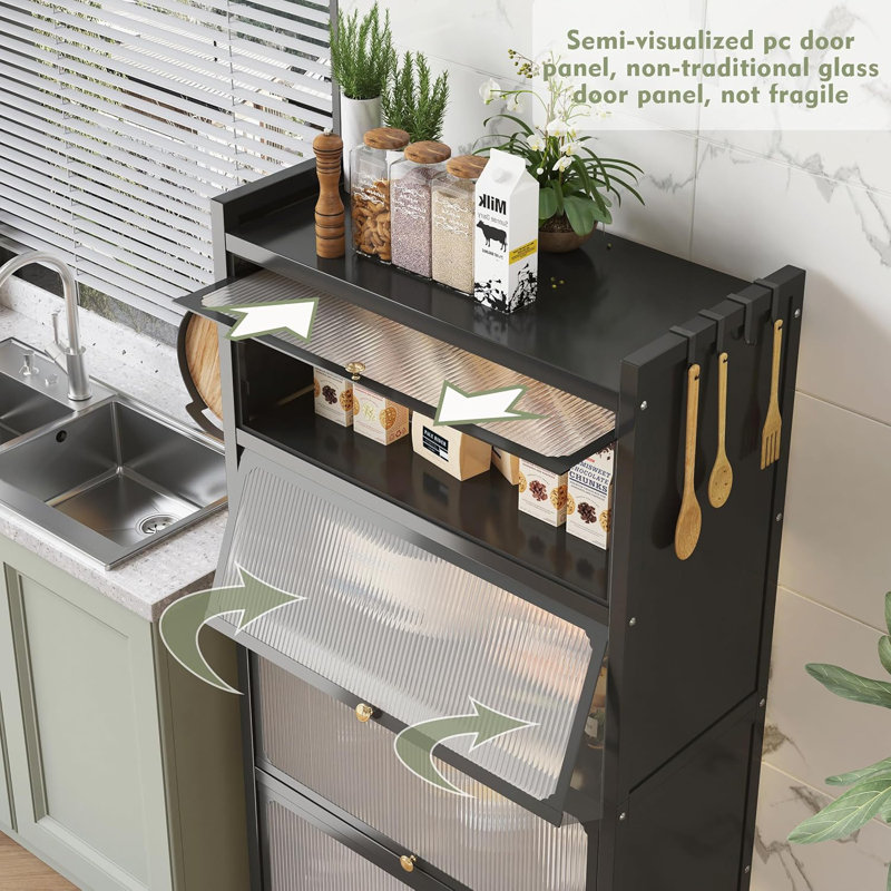 Latitude Run® 5 Tier Pantry Storage Cabinet ,Baker Racks With Storag ...