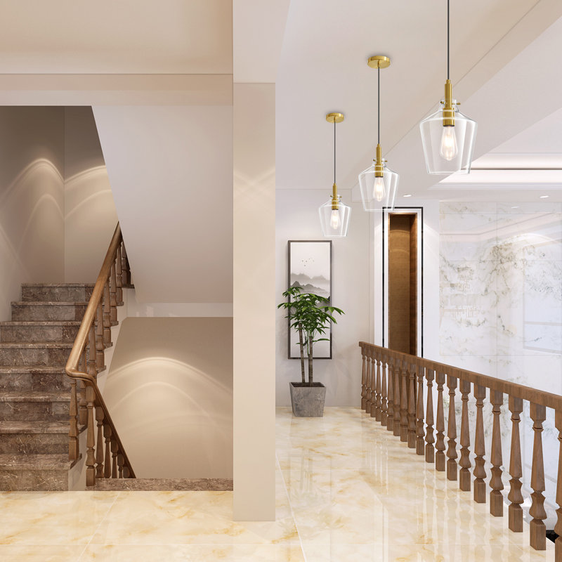 17 Stories Zader 1 - Light Single Pendant Glass Chandelier With ...