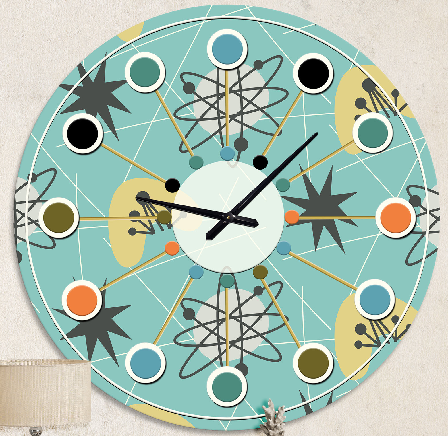 East Urban Home 1950 Retro Pattern I - Mid-Century Modern wall clock ...