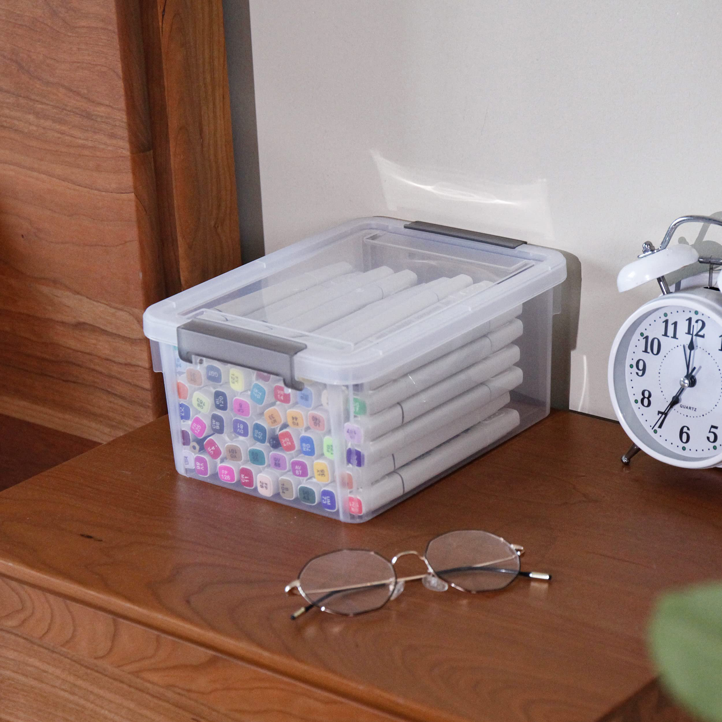 Rebrilliant 6 Packs Small Storage Bins With Lids 3.2 QT Plastic Storage ...