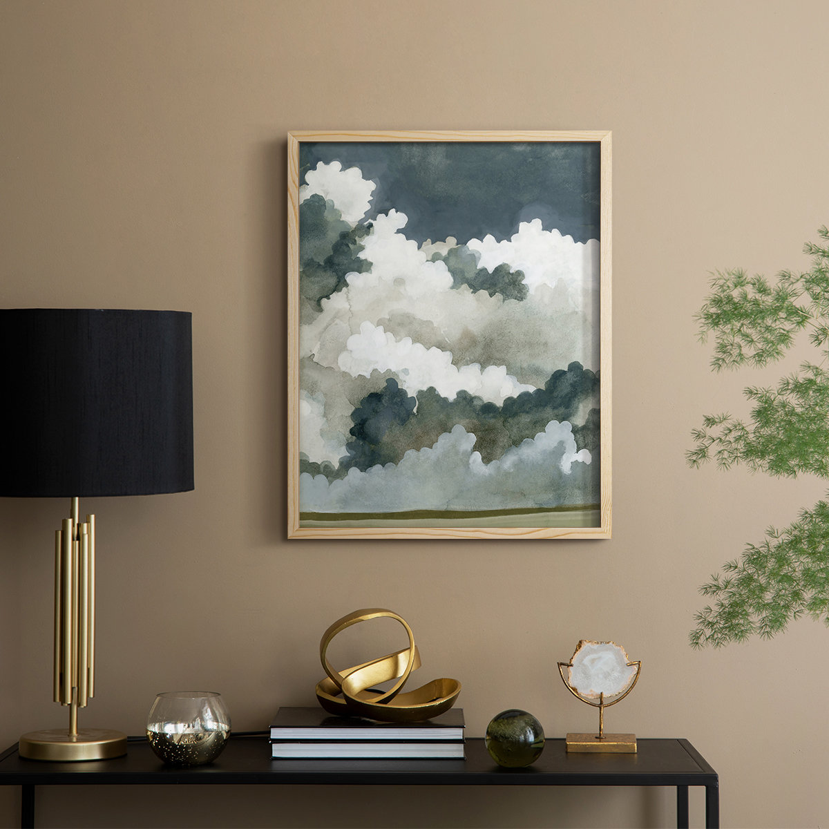Ebern Designs Vast Neutral Sky II Framed Print - Solid Wood | Wayfair