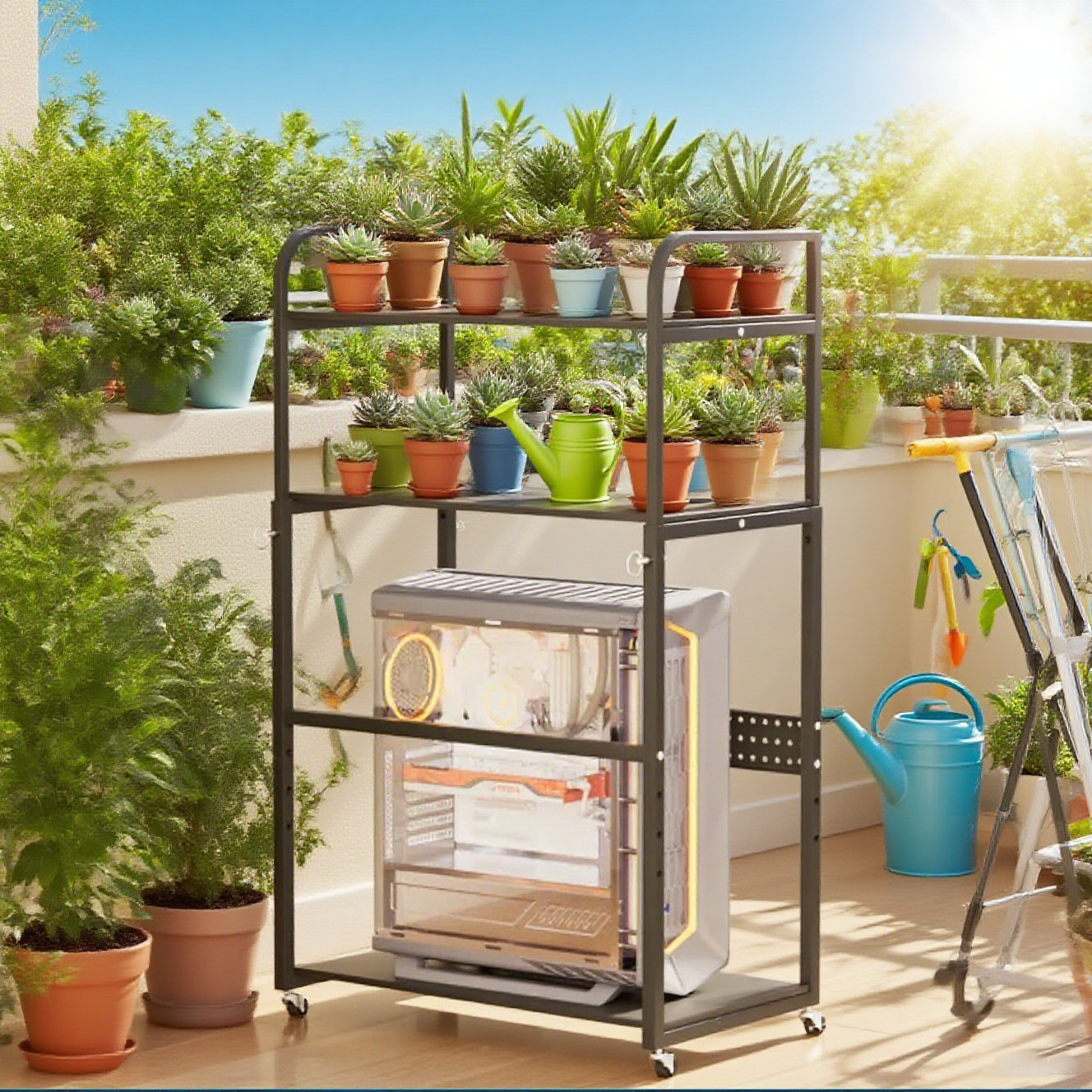 17 Stories 3-tier Adjustable Printer Stand With Lockable Wheels | Wayfair