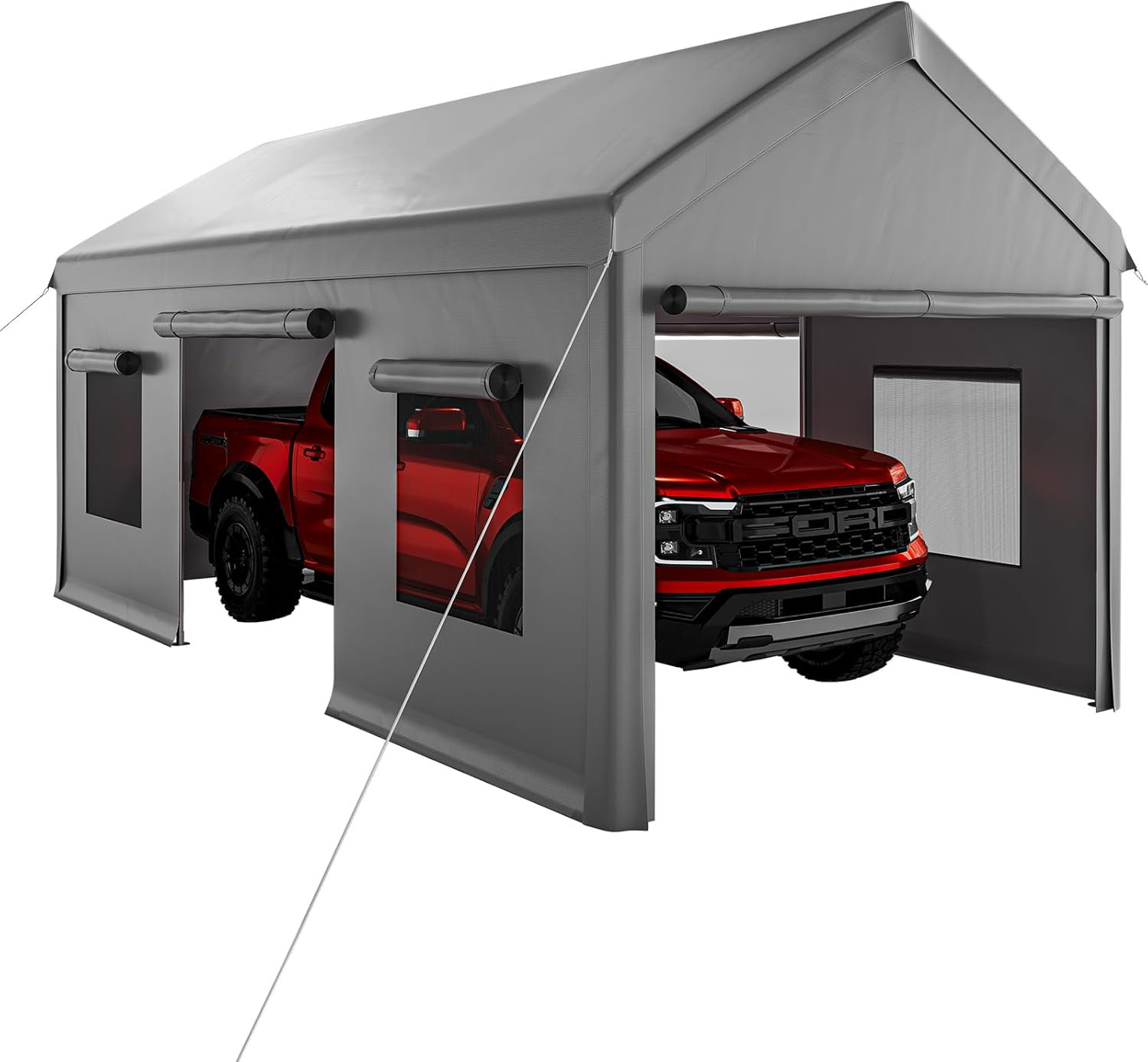 gaomon Abri d'auto robuste 10 x 20 pi avec fenêtres enroulables, garage ...