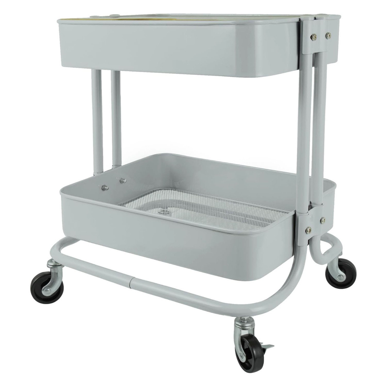 AKLOV 2 Tier Rolling Cart,Metal Utility Cart with Wheels and Cover ...