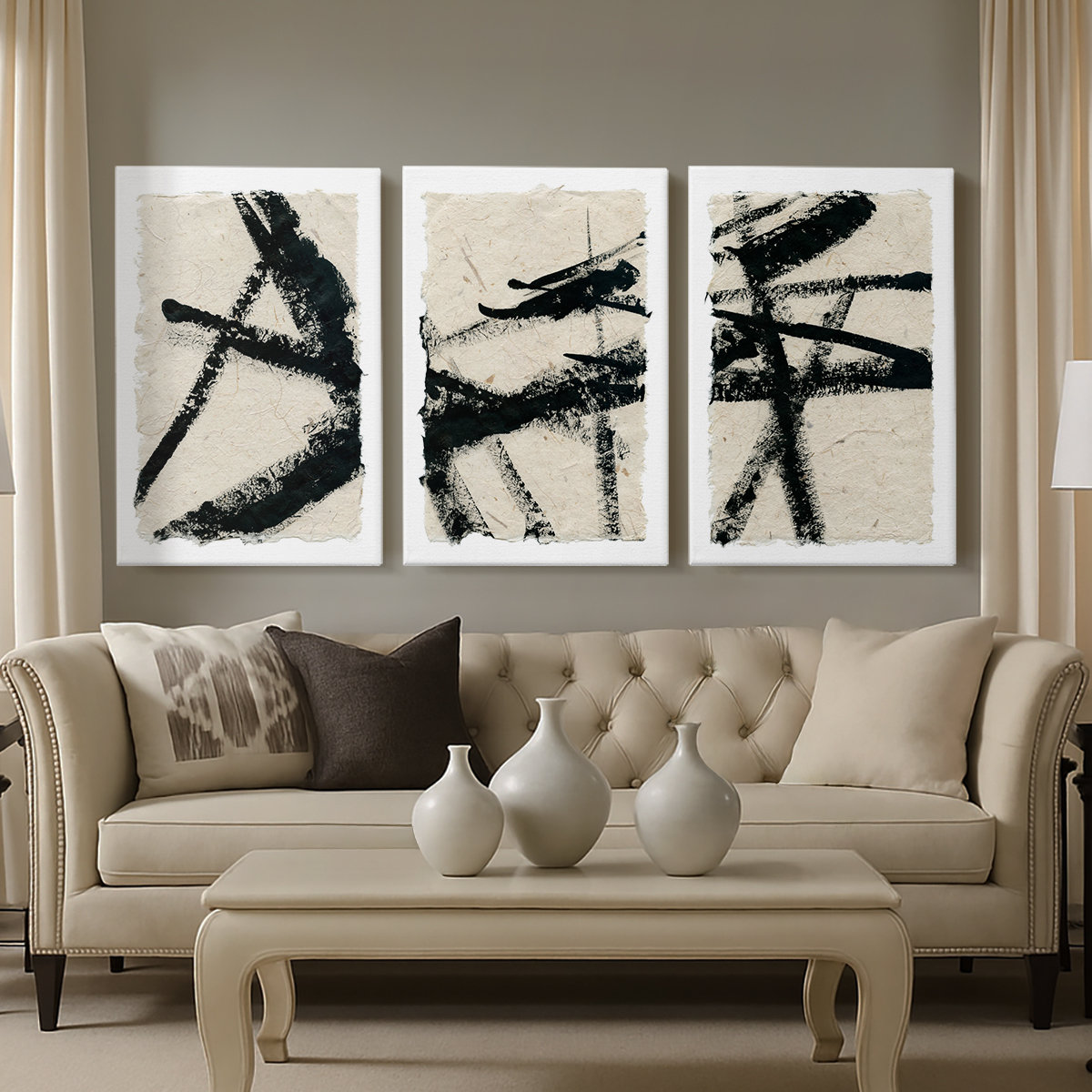 17 Stories Lines Crossed I -Custom Wrapped Gallery Canvas - 3 Pieces ...