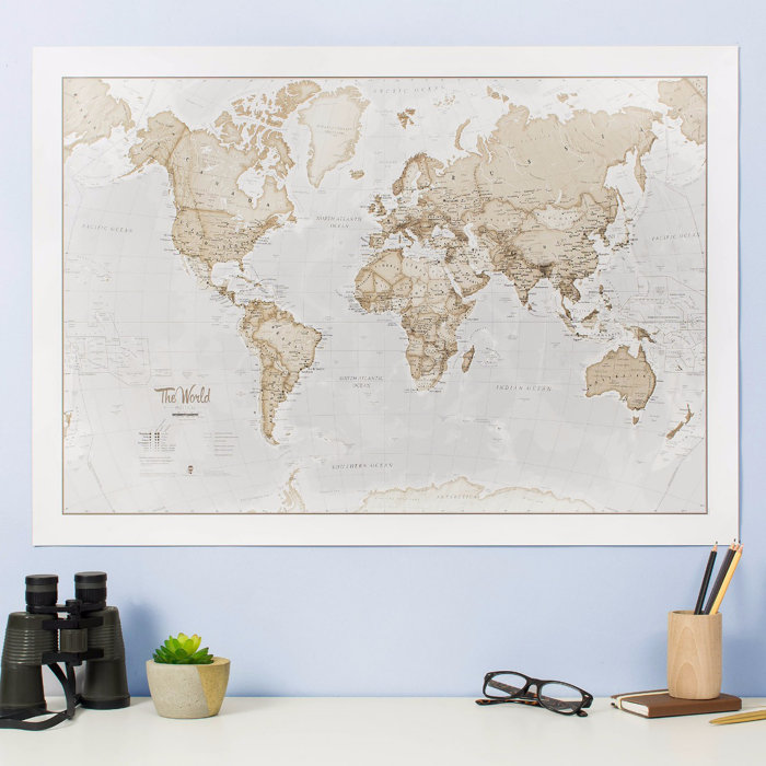 Maps International 33'' W x 23'' H Dry Erase And Laminated World Map ...