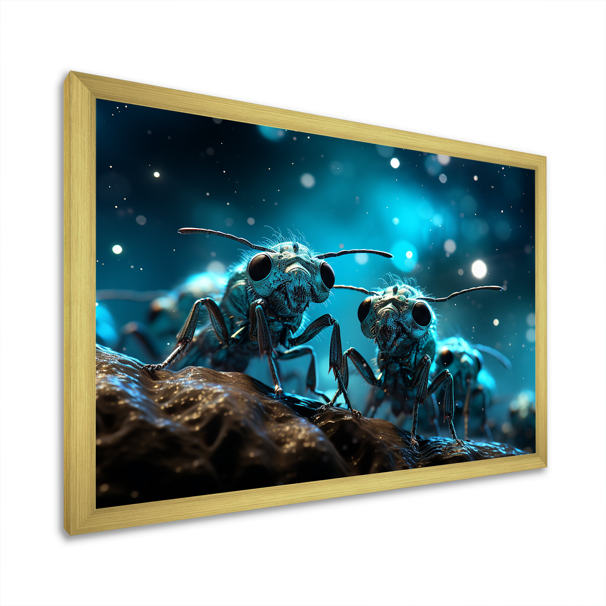 Ebern Designs Lunar Workers Silver Ants On Canvas Print | Wayfair