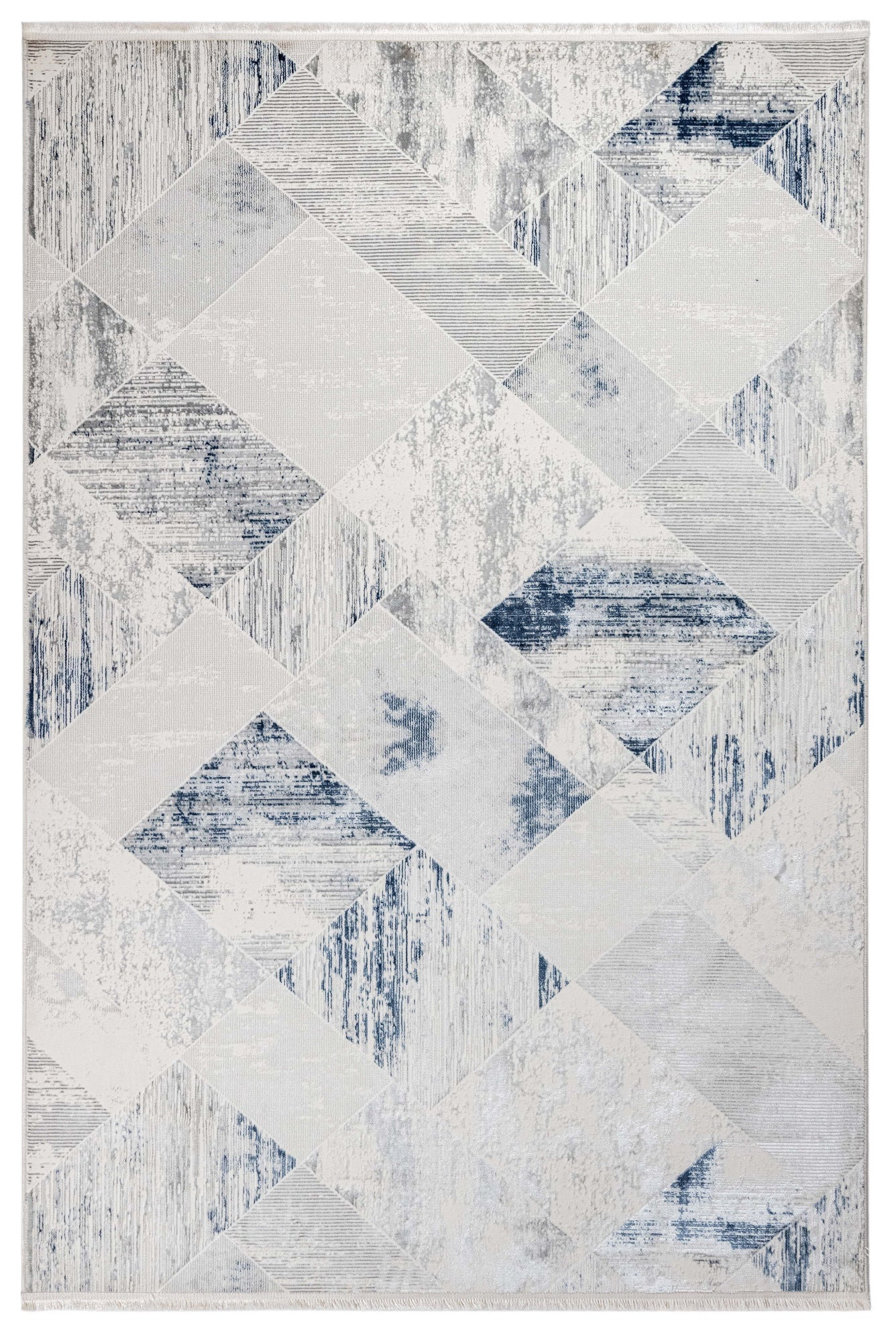 Lofy Bolzano Blue Geometric Microfiber Polyester Machine Made Area Rug ...
