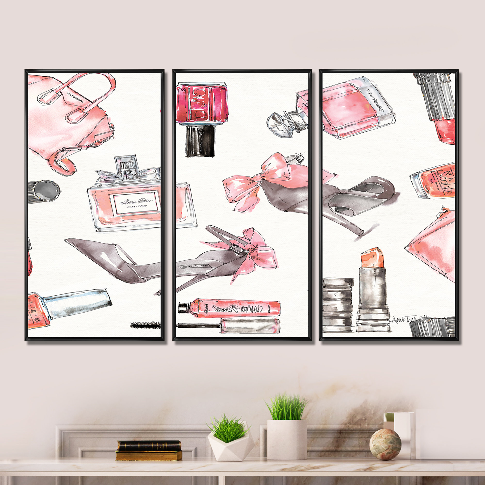 Design Art Glam Chic Accents Pattern I - Shabby Elegance Framed Canvas ...
