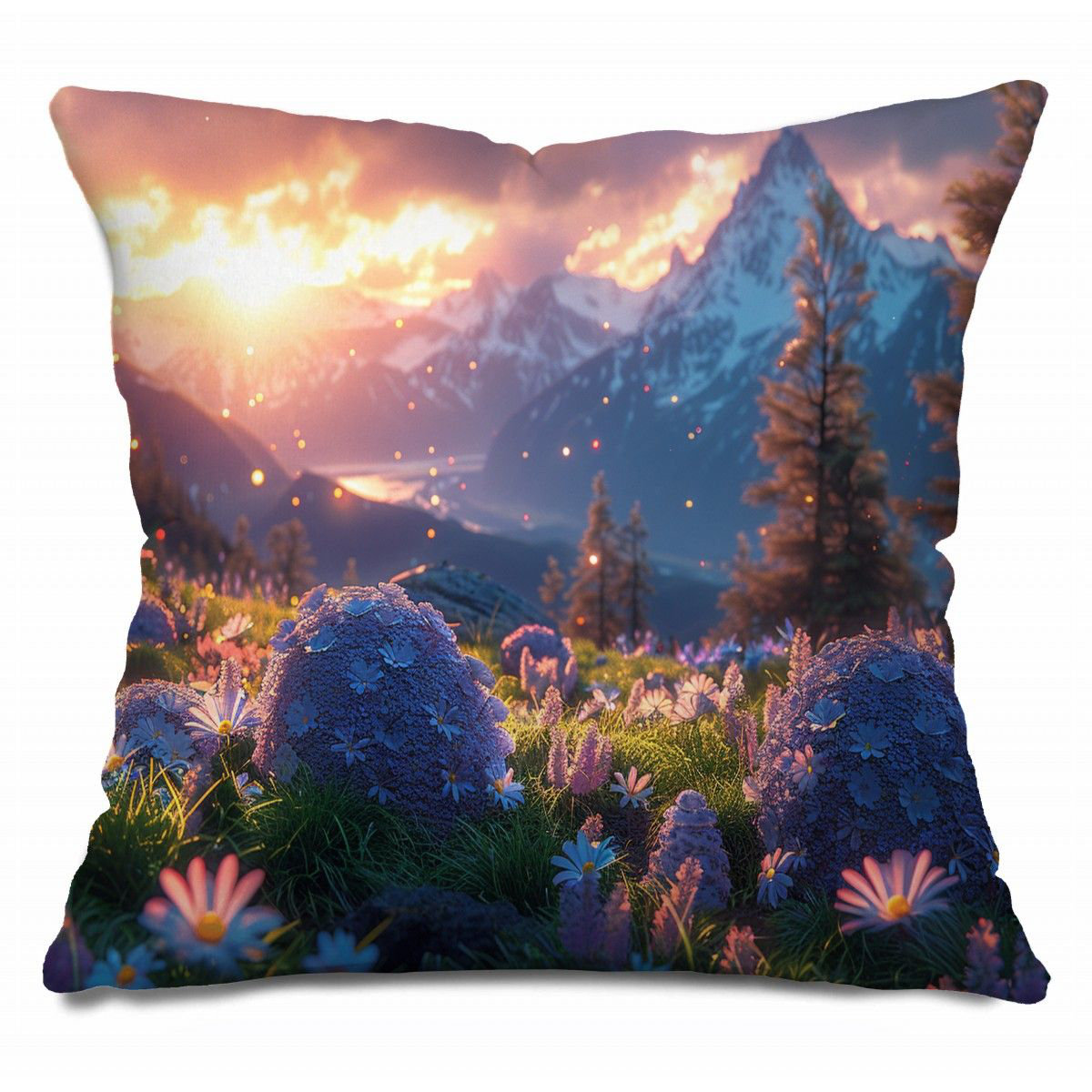 VisionDecor Mountain Throw Pillow, Landscape Cotton Twill Pillows | Wayfair