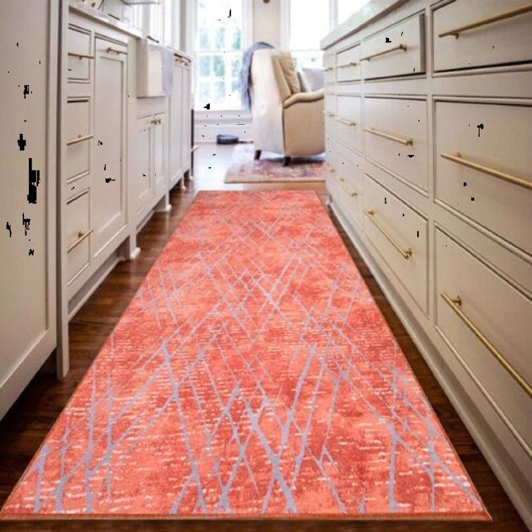 17 Stories Runner Rozlyn Geometric Machine Woven Brick Area Rug ...