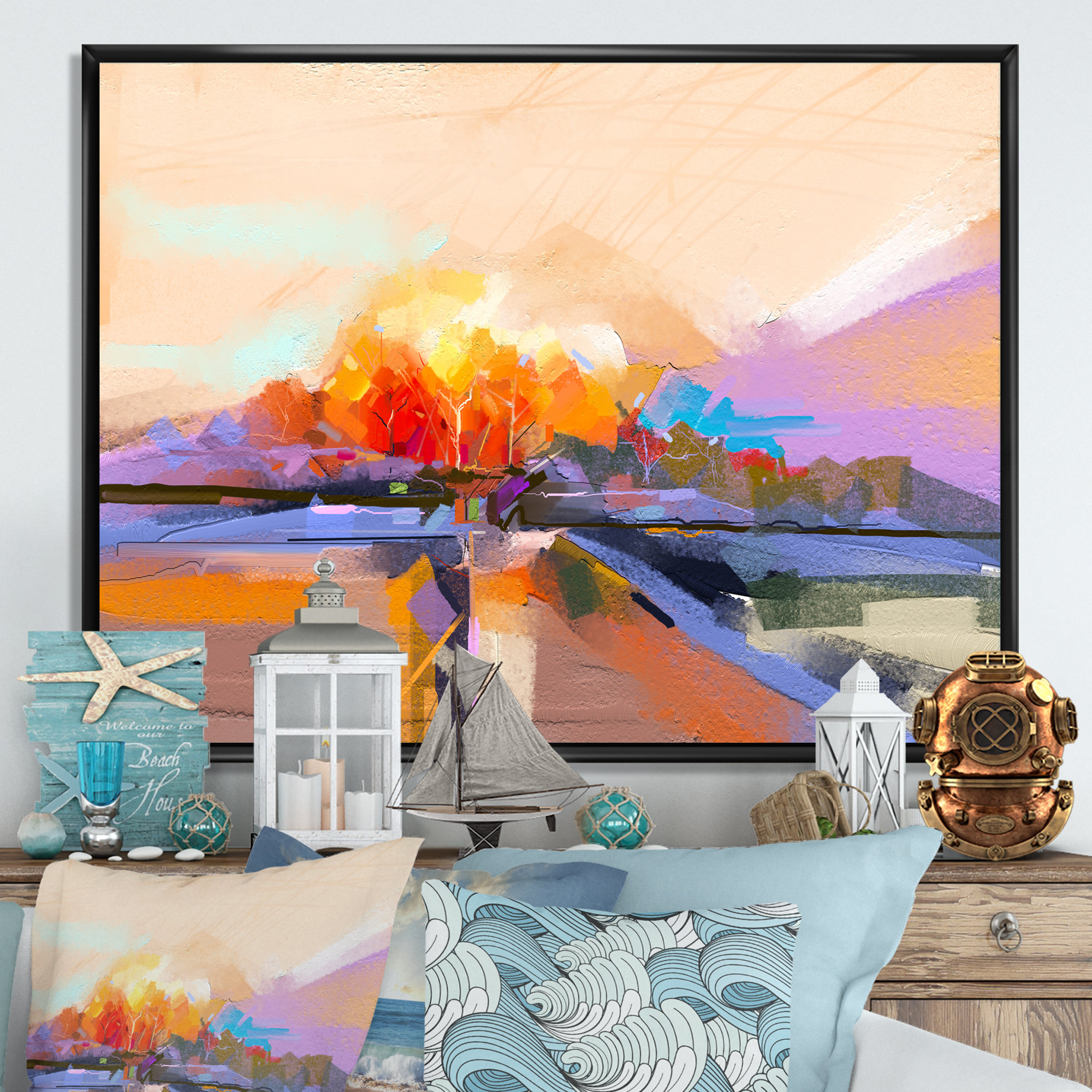 Wrought Studio™ Abstract Colorful Seascape Ii - Floater Frame Print on ...