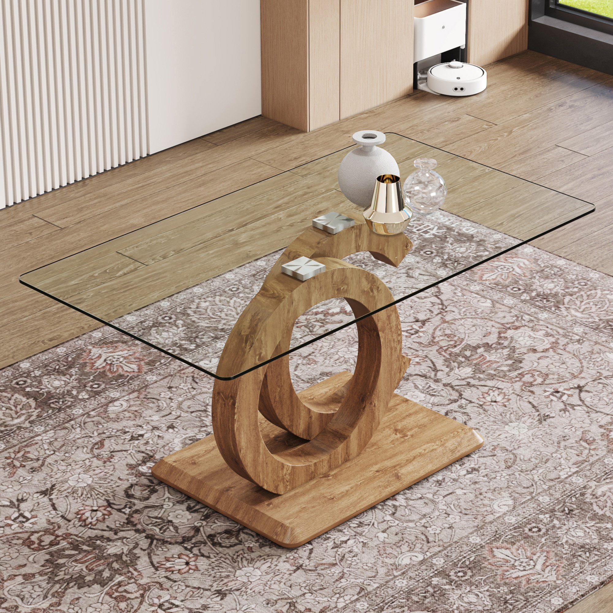 Ebern Designs Large Modern Minimalist Rectangular Glass Dining Table ...